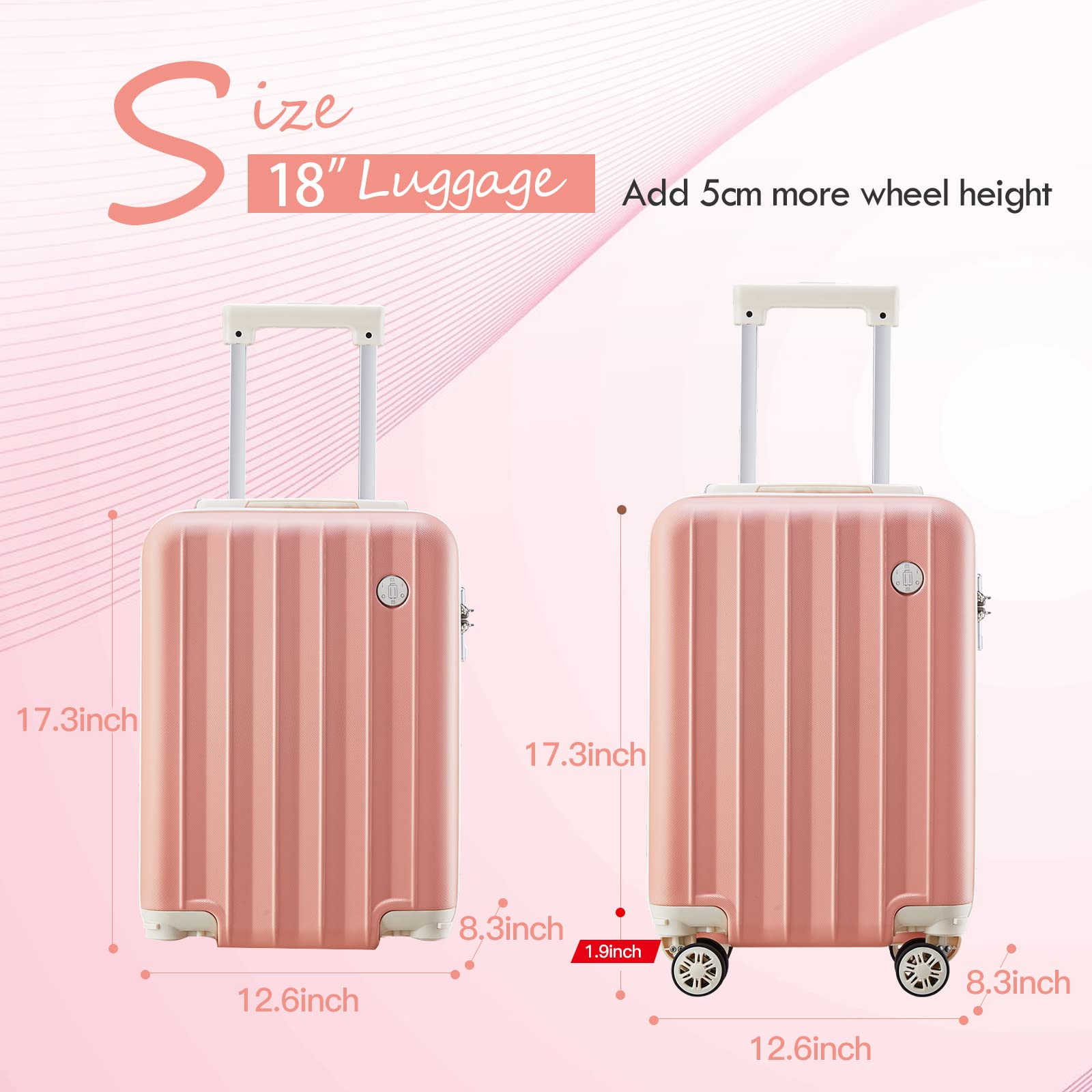 imiomo 18 Inch Carry On Suitcase,Hardside Luggage with Spinner Wheels ...