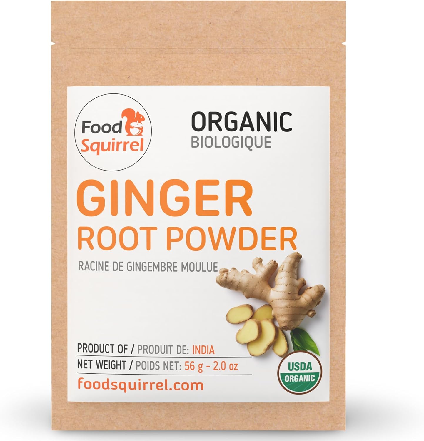 Organic Ginger Root Powder 2oz (56g) - High in Gingerols & Polyphenols ...