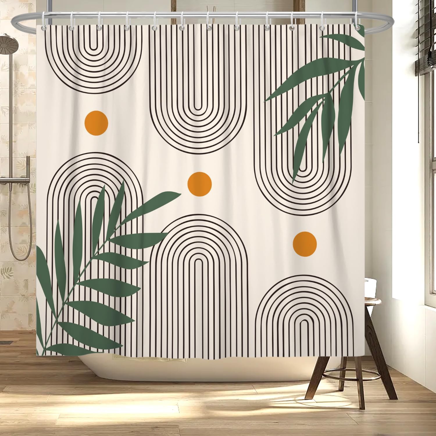 Amazon.com: Molfy Boho Shower Curtain Mid Century - Modern Boho Shower ...