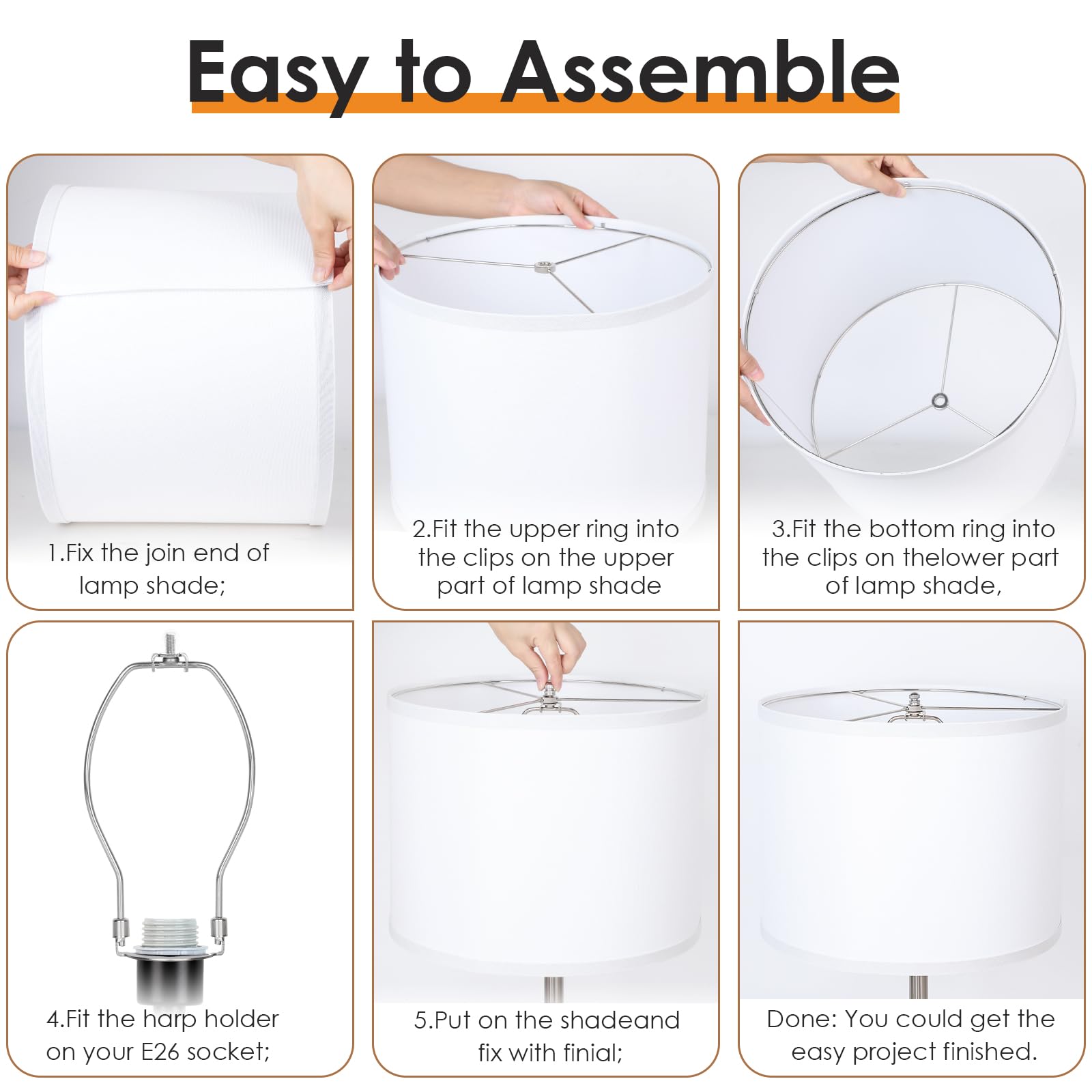 Spider Fitter Shades Set Of 2 Drum Lamp Shades - 13x13x10 Inch White ...