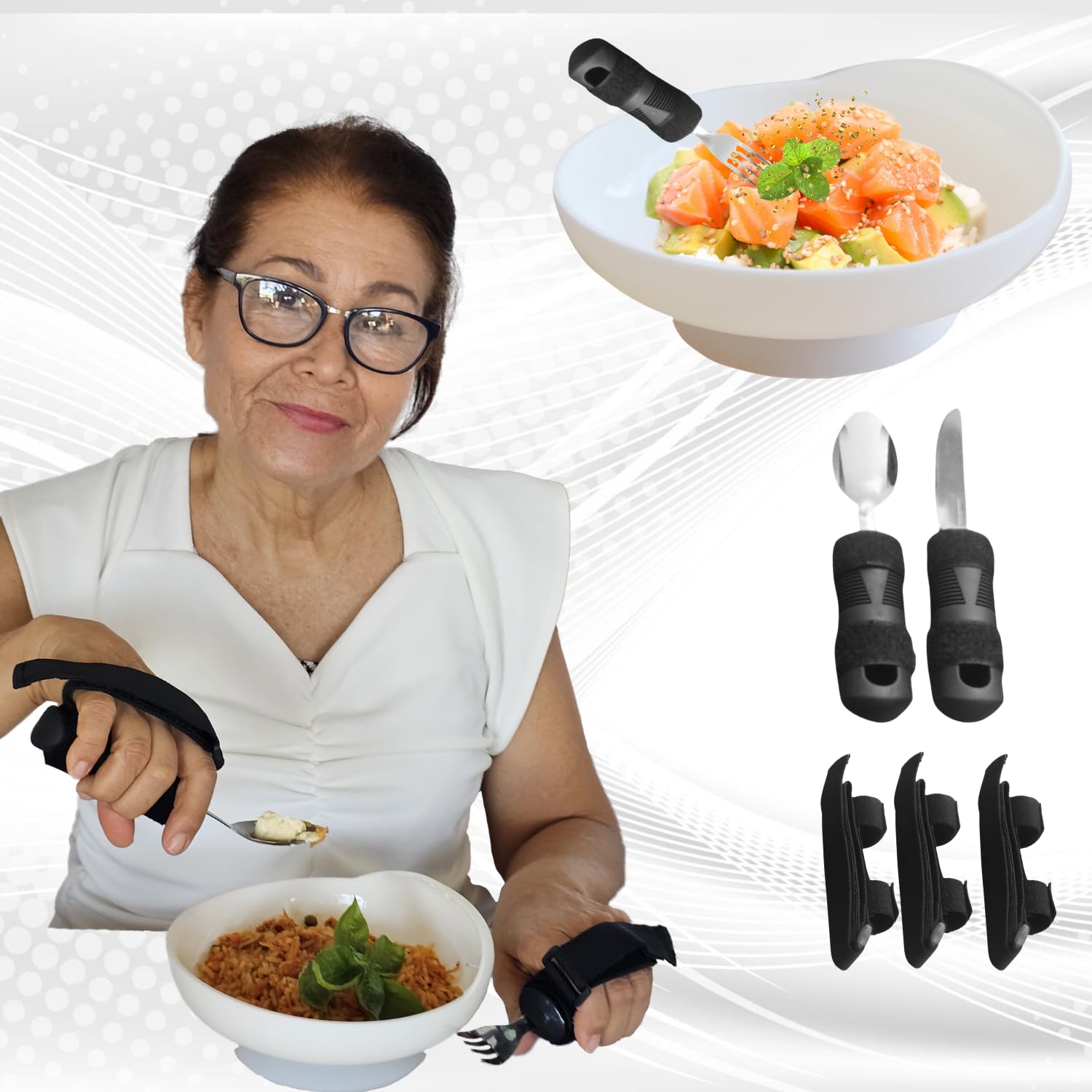 Amazon.com: ADAPTIVE UTENSILS 7 Pieces Scoop Plate, 3 weighted cutlery ...