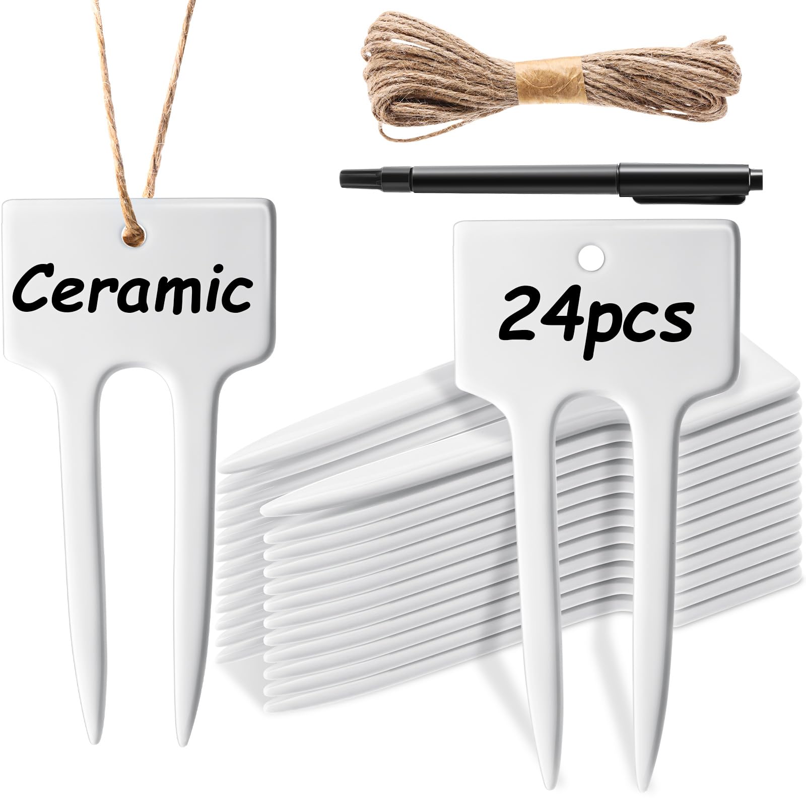 Snapklik.com : 24 Pack Ceramic Plant Labels Garden Plant Markers 4 Inch ...