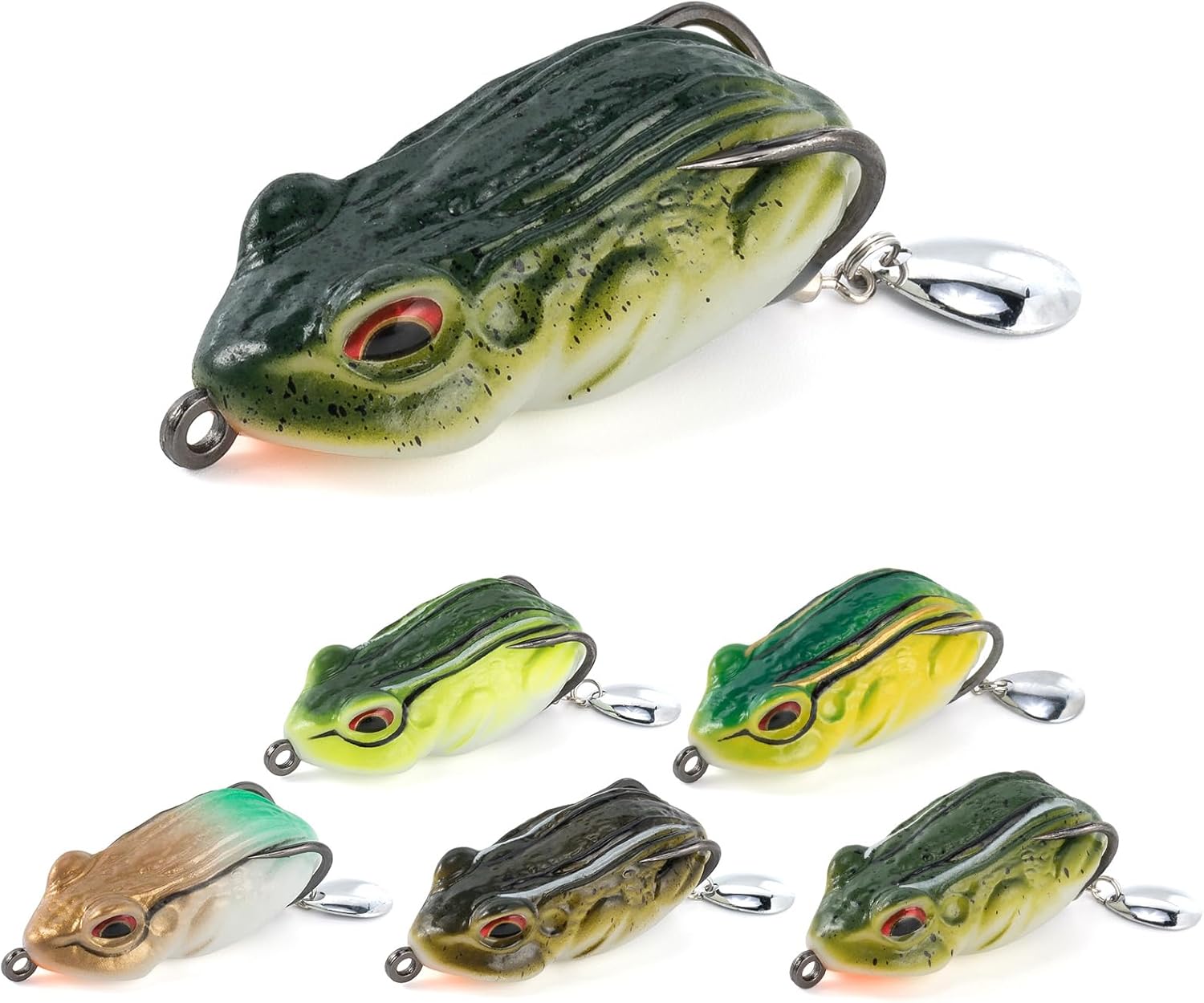 Amazon.com : Dr.Fish 6 Pack Topwater Frog Soft Lure Bass Fishing Lure 2 ...