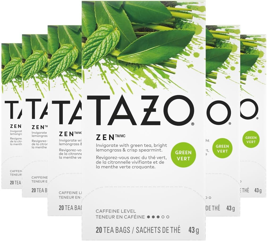 TAZO Zen Green Tea Bags - 20 Count (Pack of 6), Focus and Energize ...