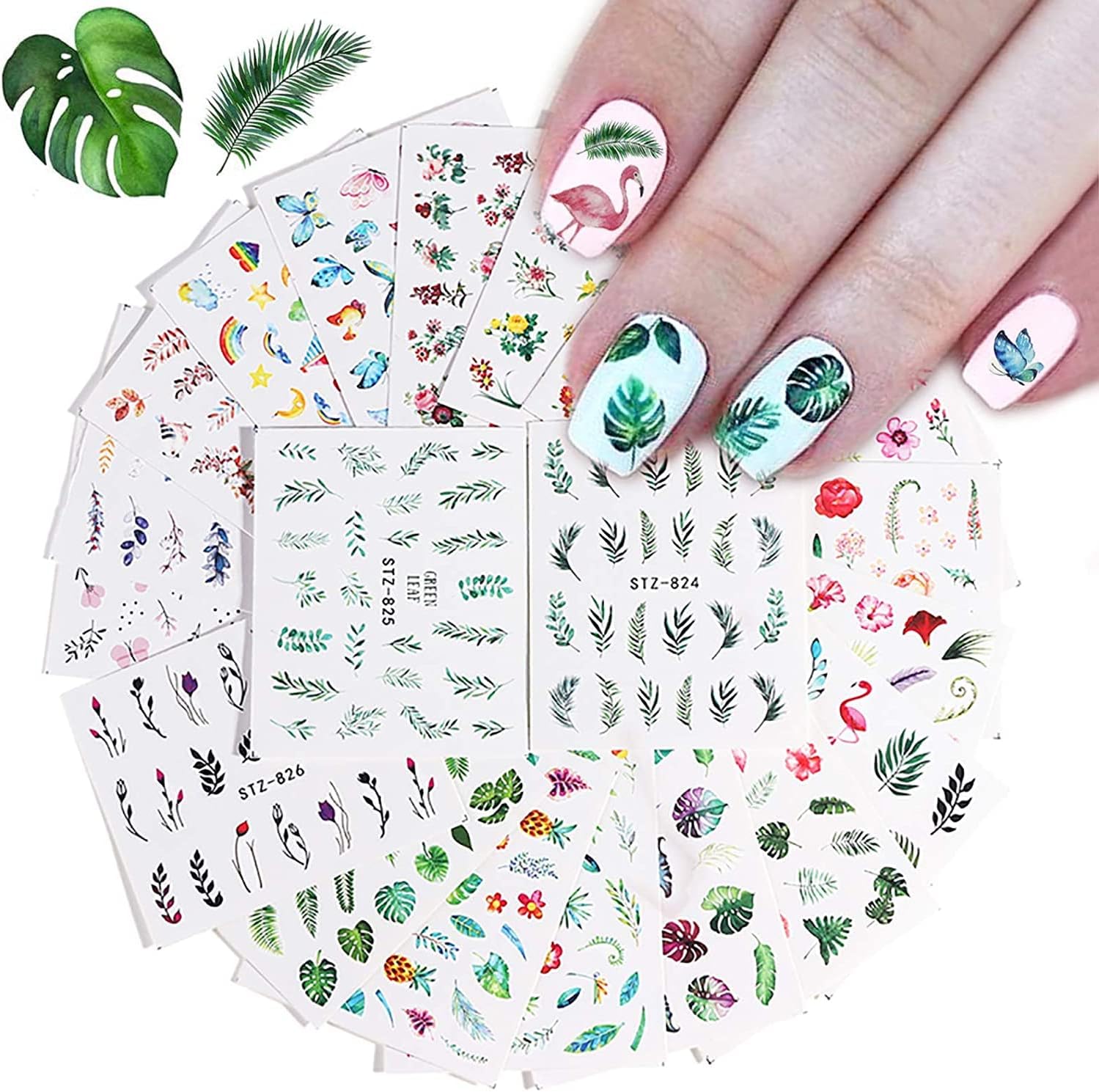 Mwoot 48 Feuilles Différents Styles Stickers Ongle Autocollants de ...