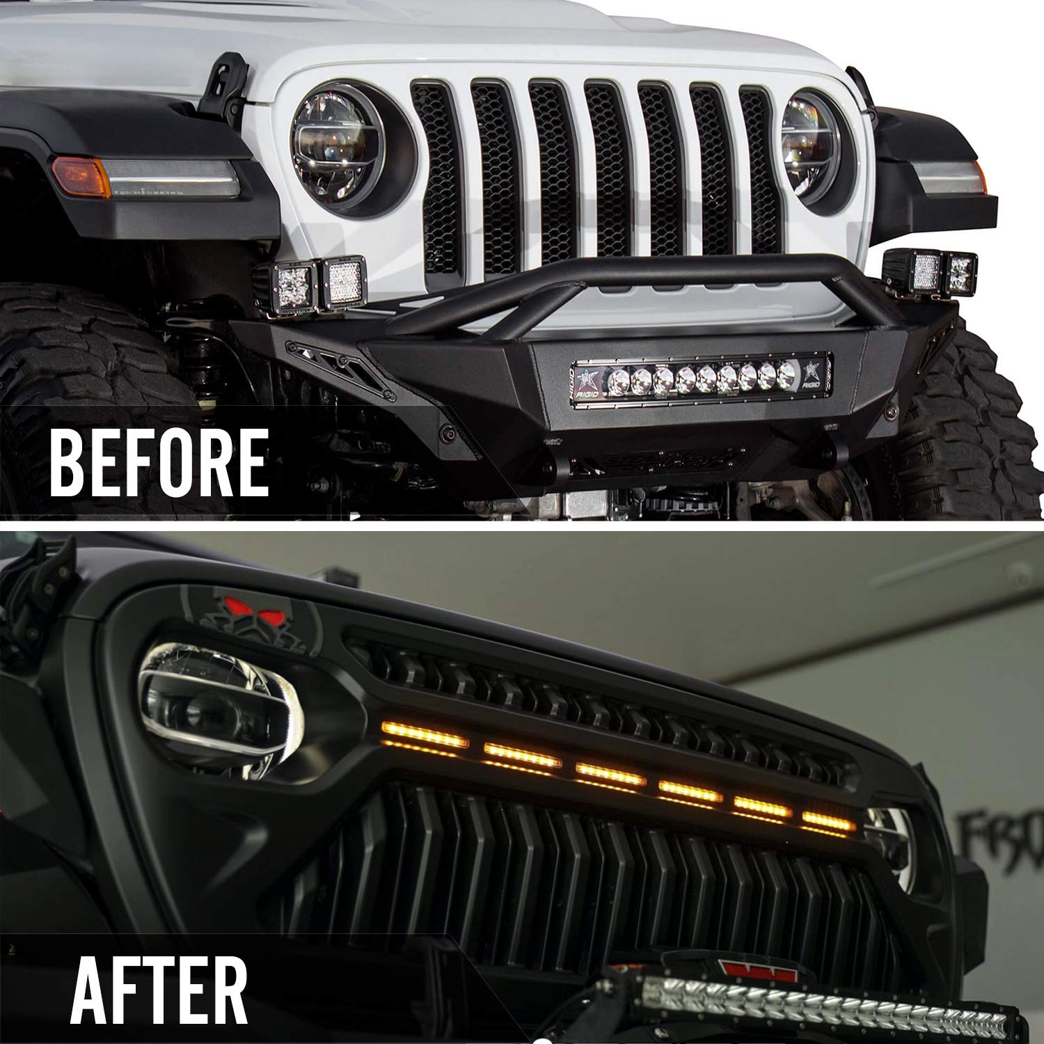 TOPFIRE Front Grill Compatible with 2018 2019 2020 2021 Jeep Wrangler ...