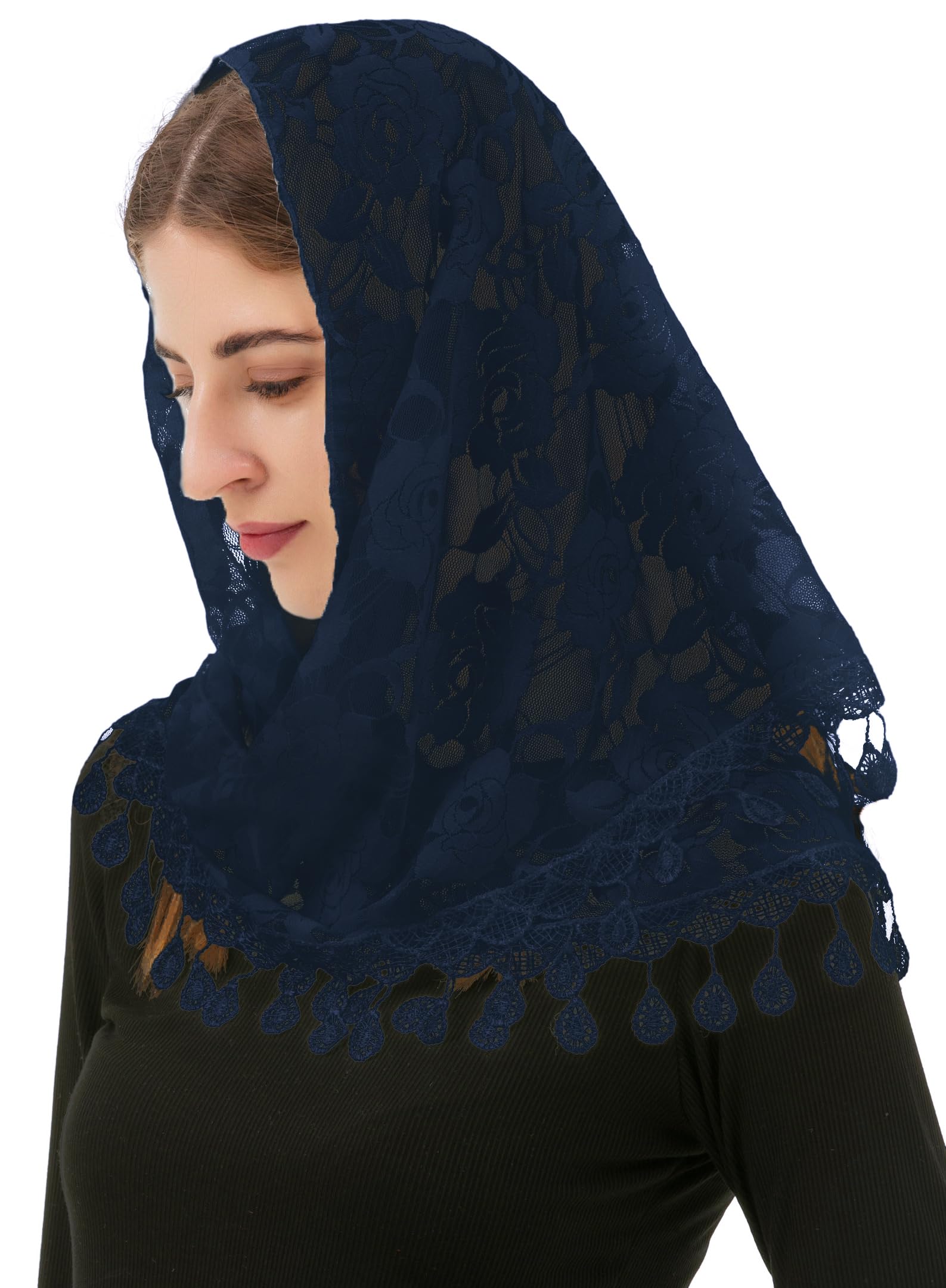 Snapklik.com : PAMOR Mass Veil Triangle Mantilla Cathedral Head ...