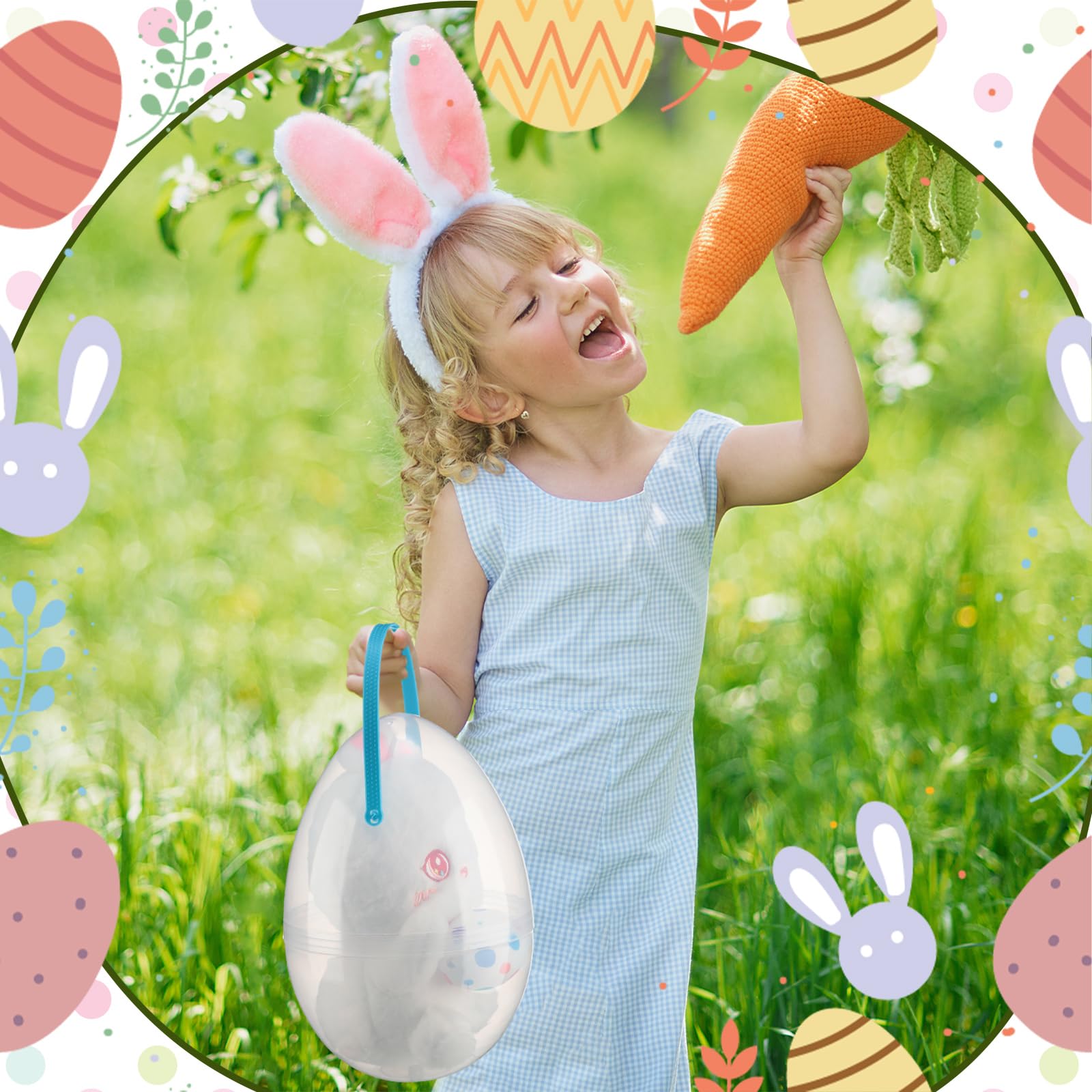 12 Pcs Giant Easter Eggs 10 Inch Fillable Eggs Jumbo Eggs with Handles ...