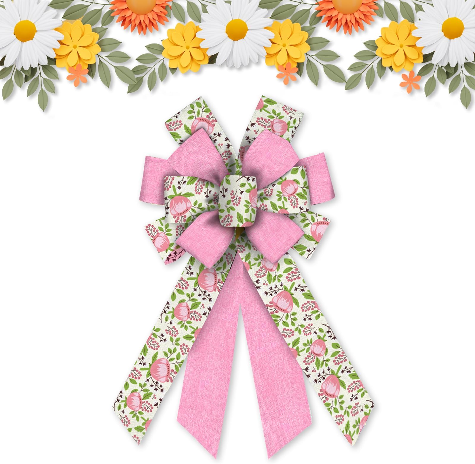 Amazon.com: Estivaux Large Spring Flowers Bows for Wreath, Summer ...