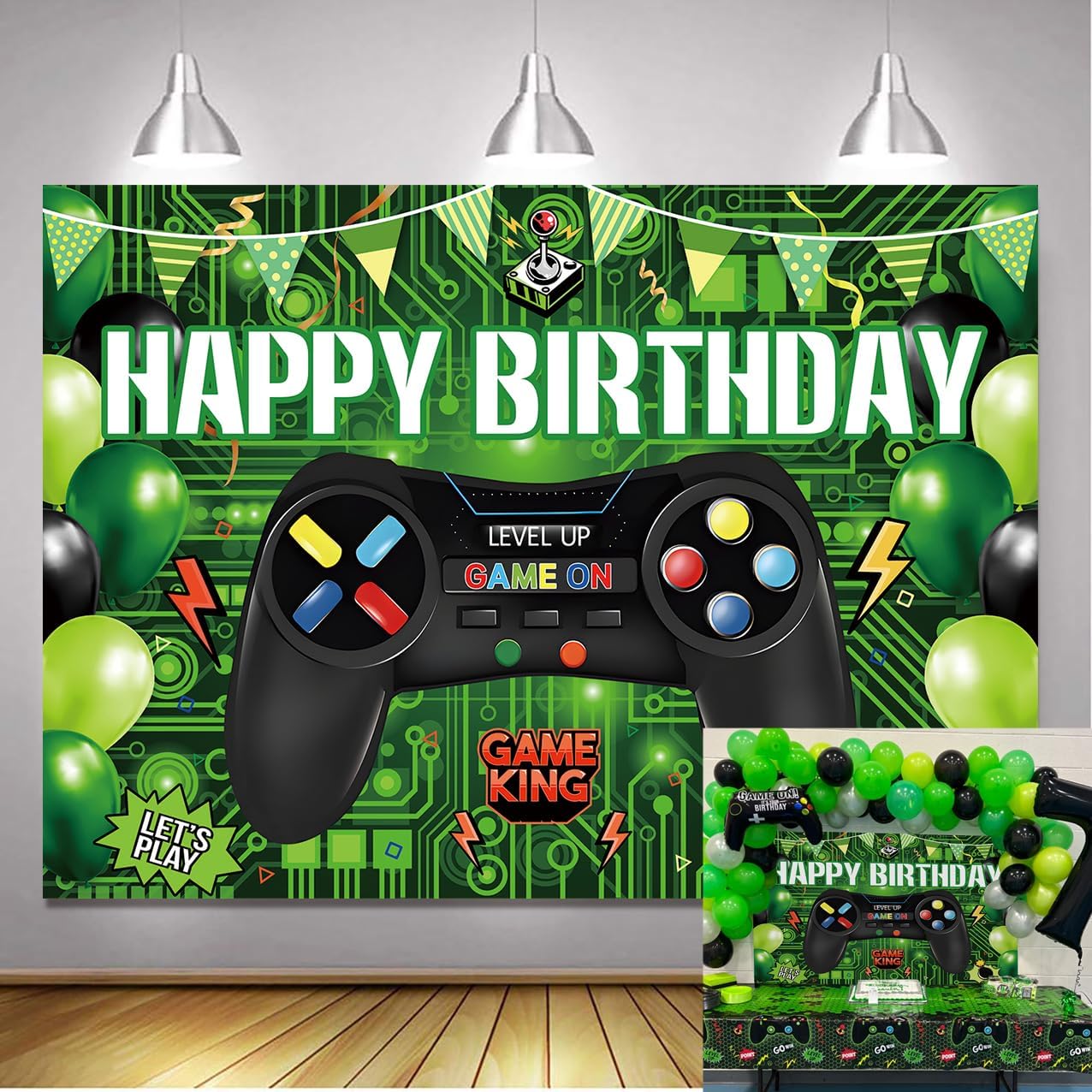 Amazon.com : MAYSUN Video Game Theme Party Backdrop Video Game Happy ...