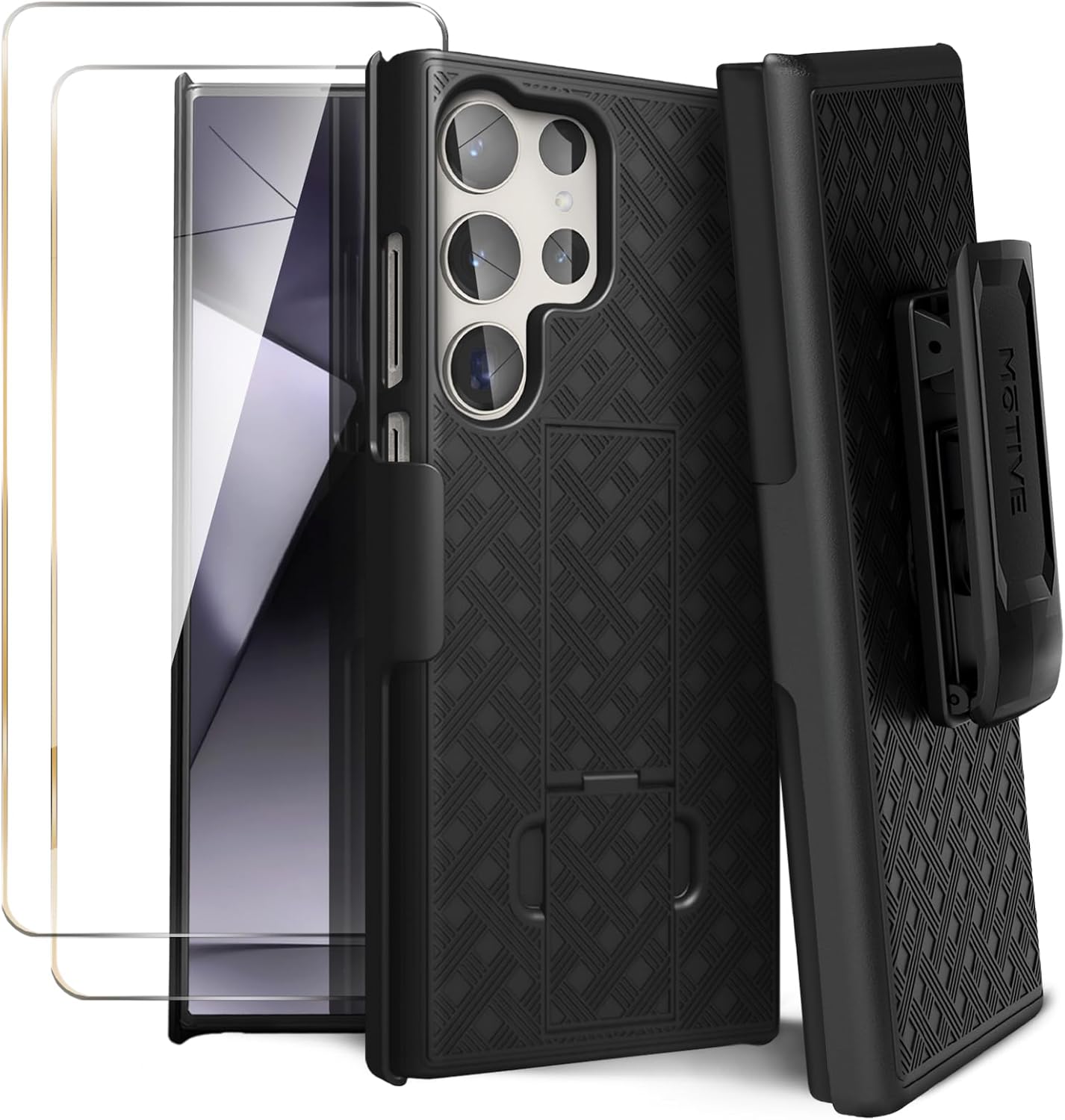 Amazon.com: MOTIVE 3 in 1 Designed for Samsung Galaxy s24 Ultra Case with Belt Clip, [Military ...