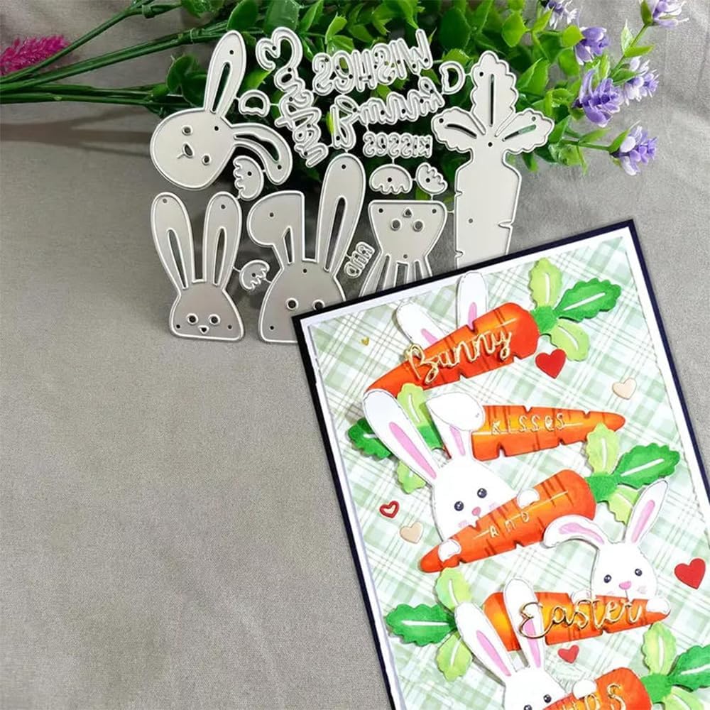 Amazon.com : Easter Rabbit Carrot Metal Die Cuts Dies Stencil, Rabbit ...