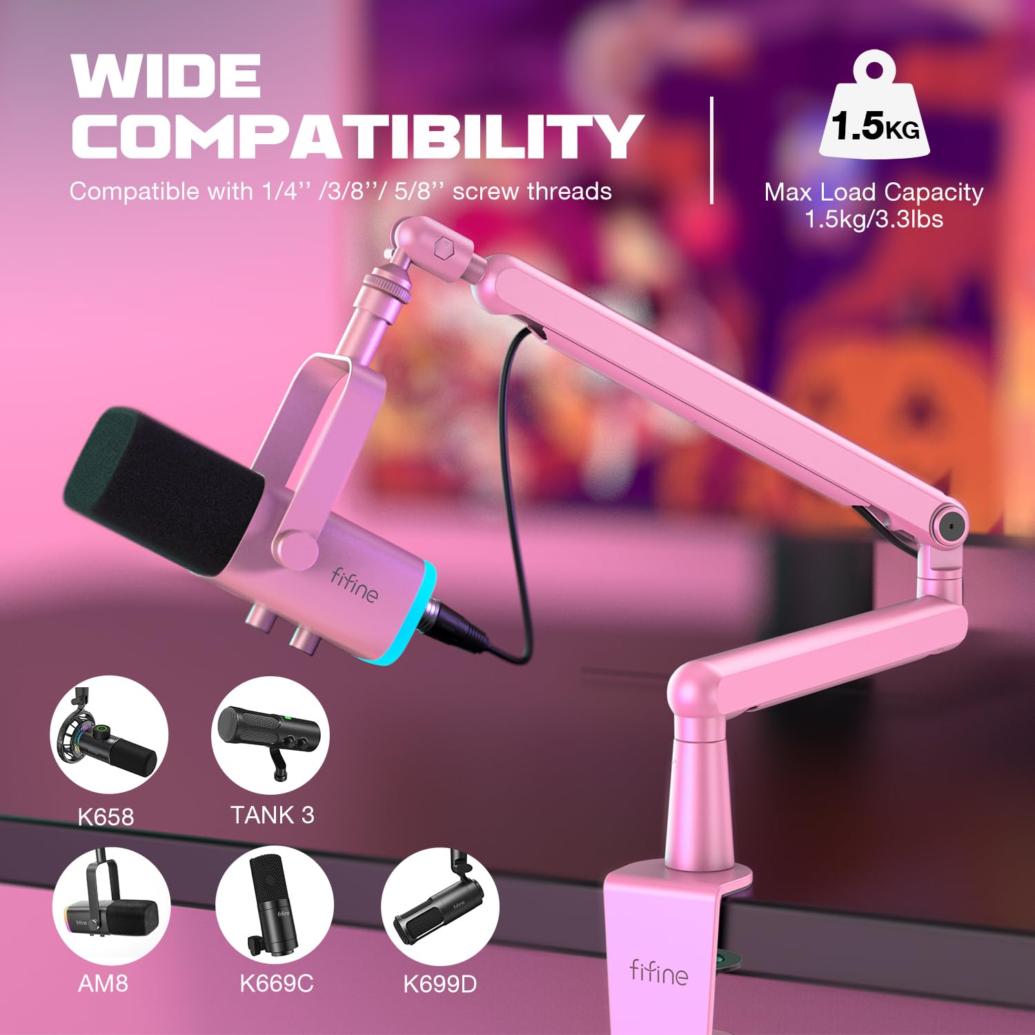 Snapklik.com : FIFINE Low Profile Boom Arm Mic Stand, Microphone Arm Stand