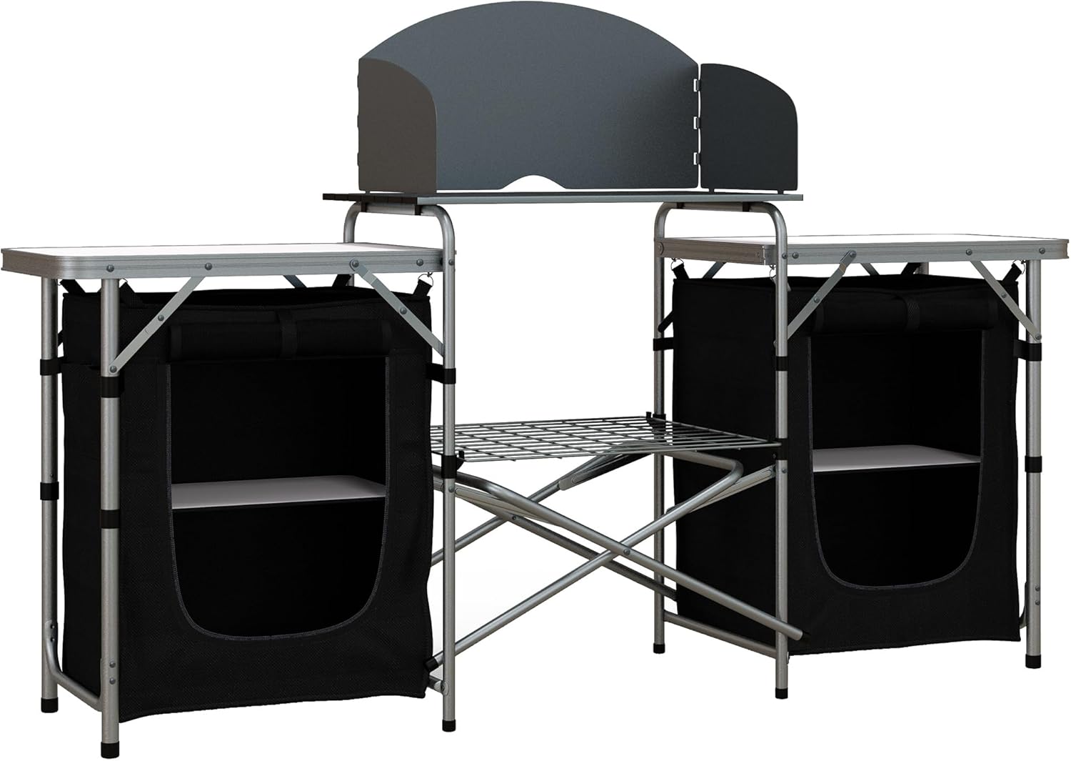Outsunny Camping Kitchen, Folding Camping Table Storage Unit with ...