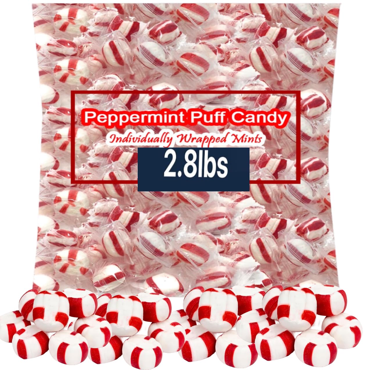 Amazon.com : Soft Peppermint Candy Puff Christmas Mints, Individually ...