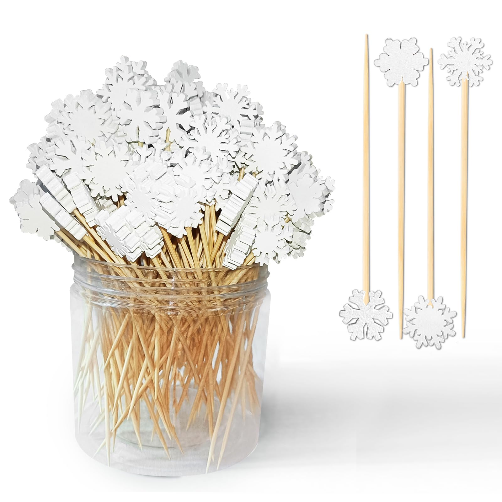 Amazon.com | 120 PCS Christmas Cocktail Picks - 4.7 Inch snowflake ...