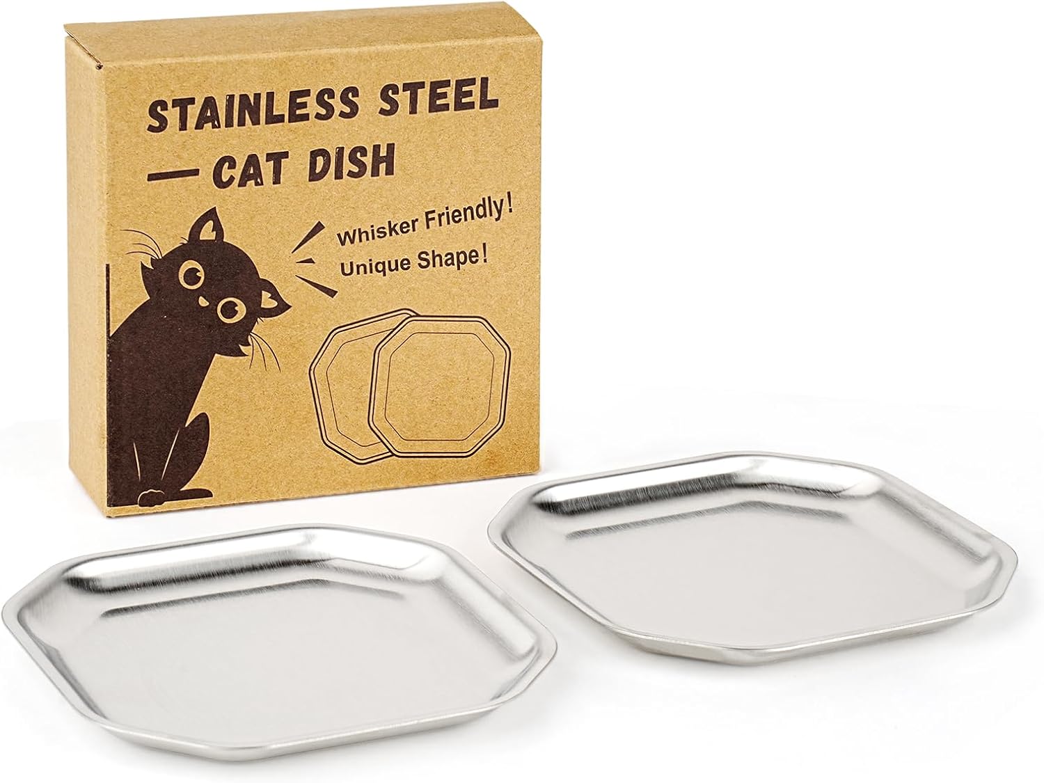 Amazon.com : 2 Pack Stainless Steel Cat Dishes - 6" Whisker-Friendly ...