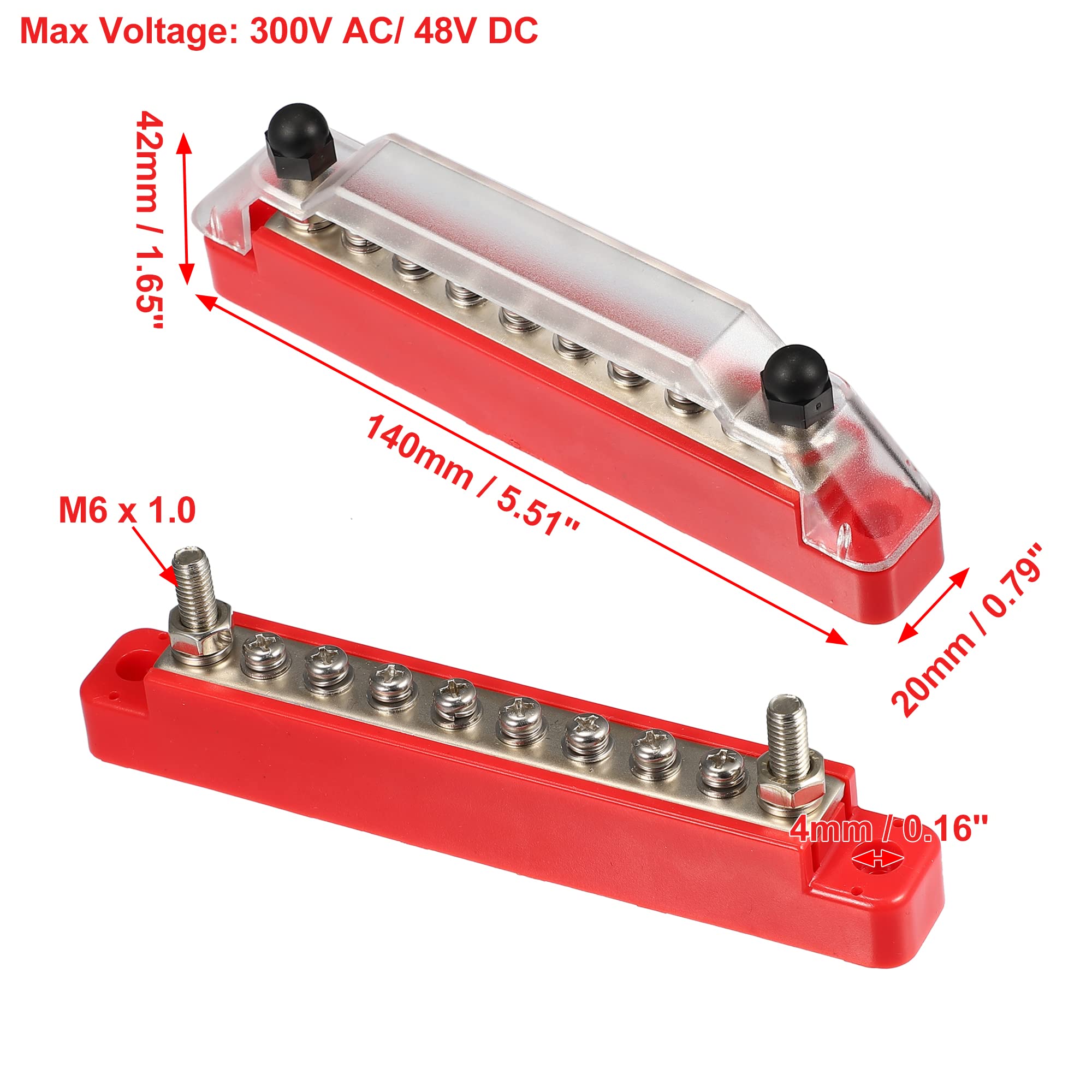 Battery Bus Bar Terminal Block For Car Boat Marine Red & Black Power ...