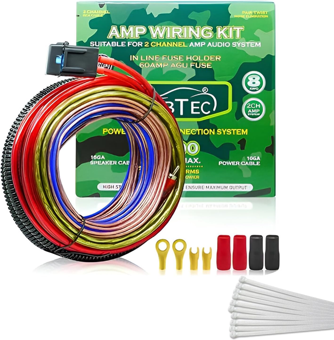 MOTOGEAR 100% Pure Copper Car Audio Amplifier Wiring Kit, 2 Channel ...