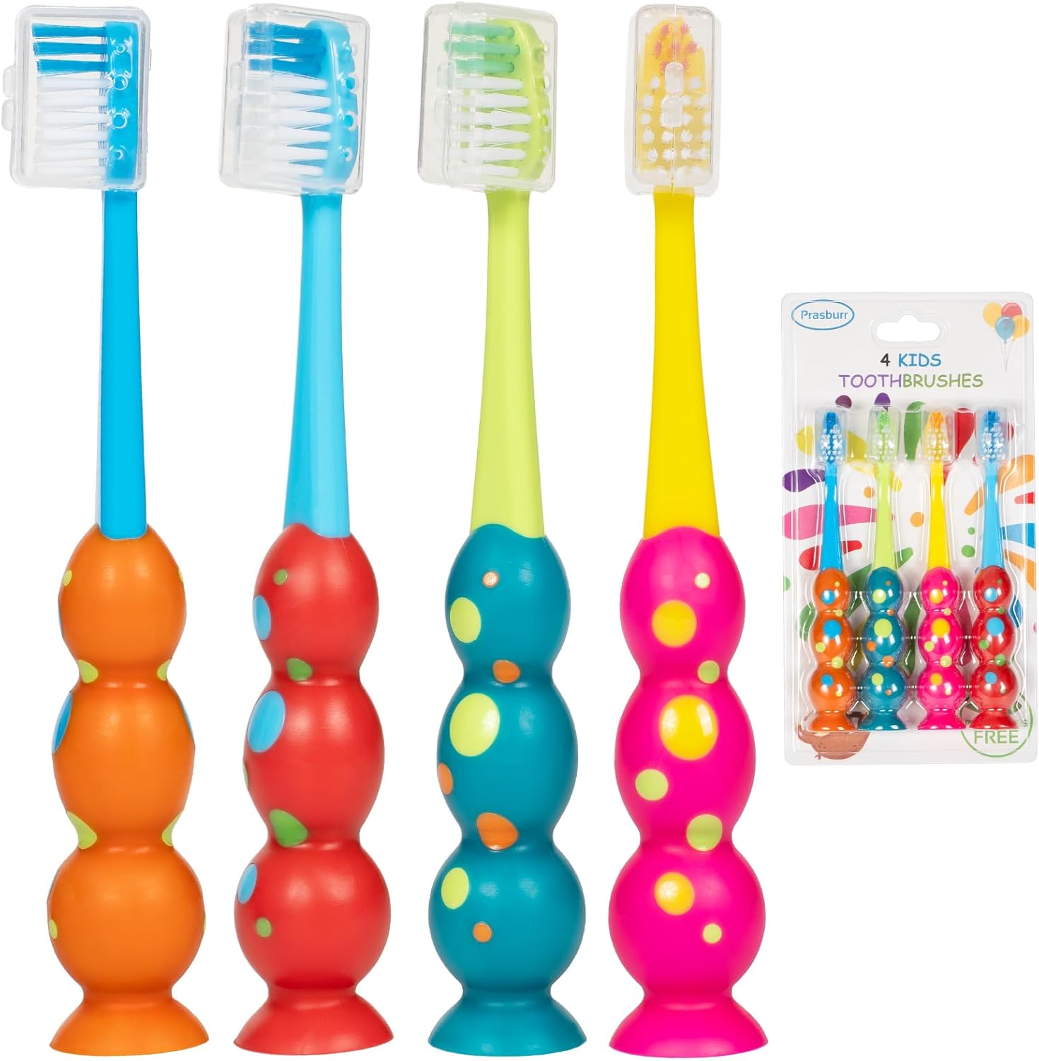 Amazon.com: PRASBURR Kids Toothbrush - Soft Bristles with Suction Cup ...