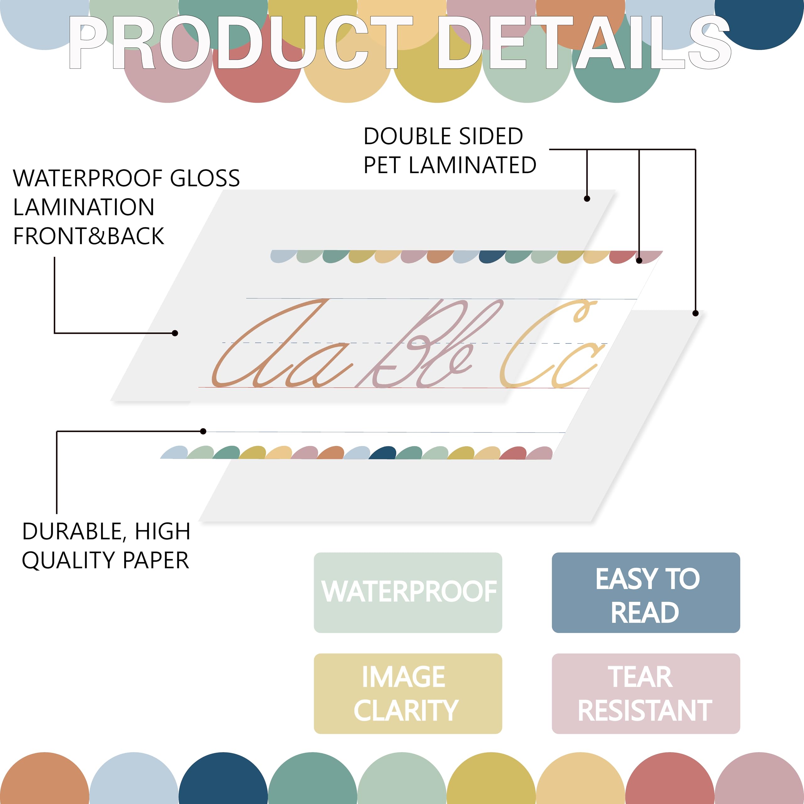 Snapklik.com : 15 Pieces Cursive Alphabet Line Bulletin Board Set ...