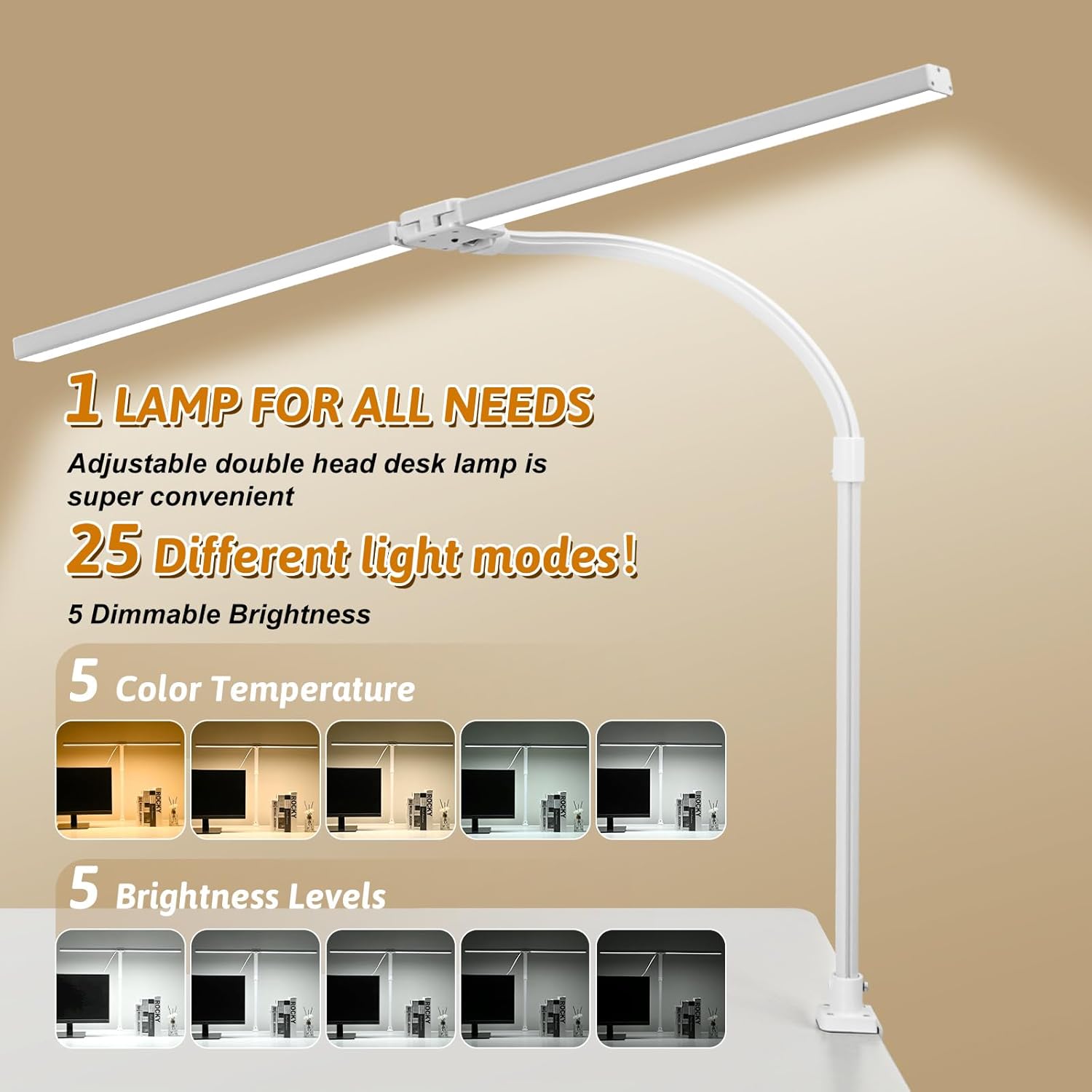 Double Head LED Desk Lamp with Remote Control for Home Office 24W ...