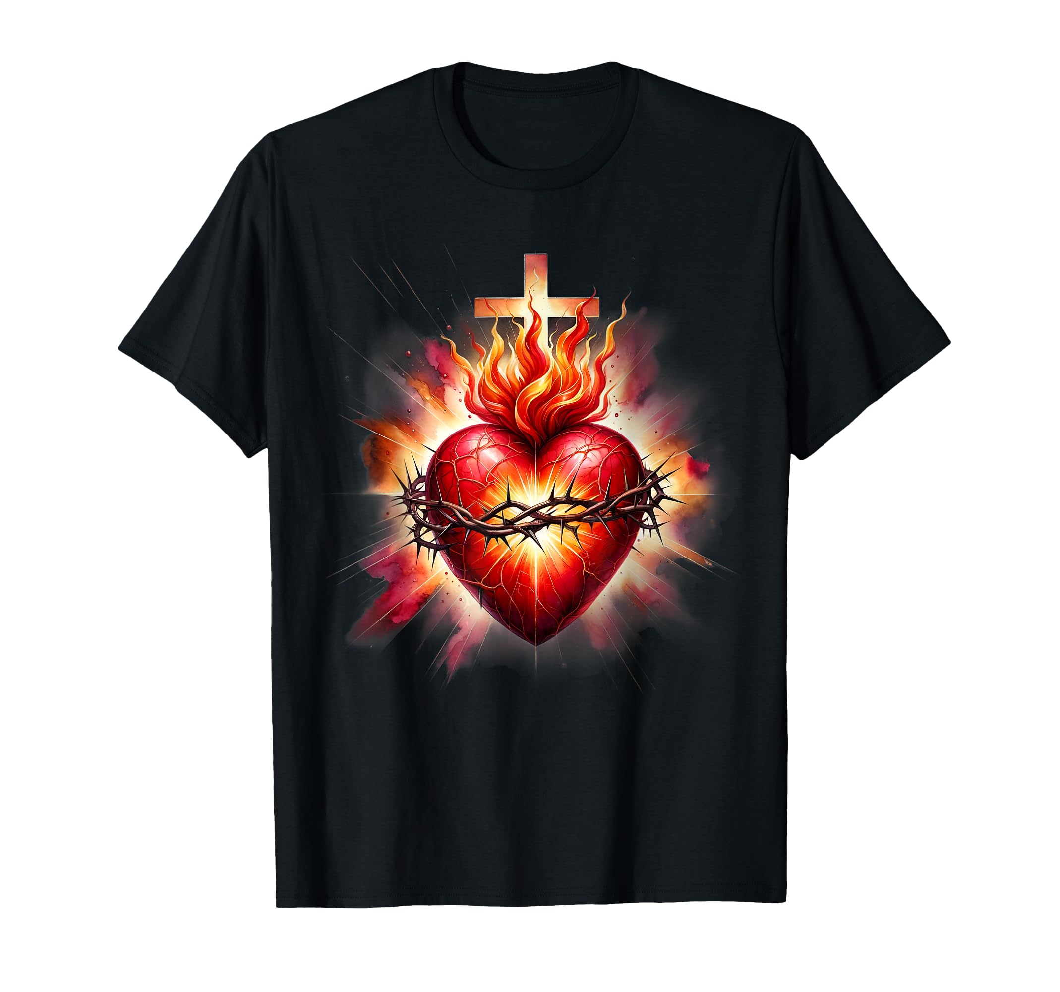 Amazon.com: Sacred Heart of Jesus Catholic Devotion Faith T-Shirt ...