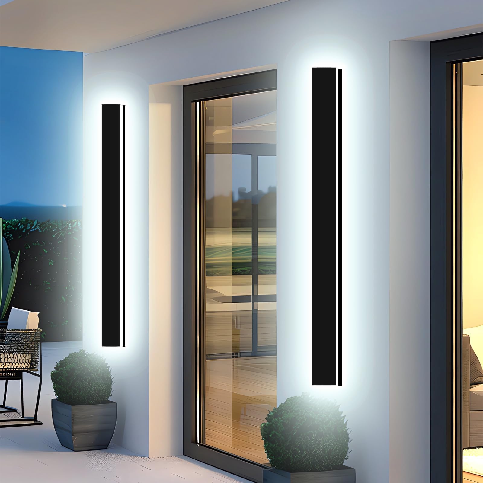 Levxhotty 47inch 2pcs Modern Outdoor Wall Light,4.33 Inch Wide Dimmable ...