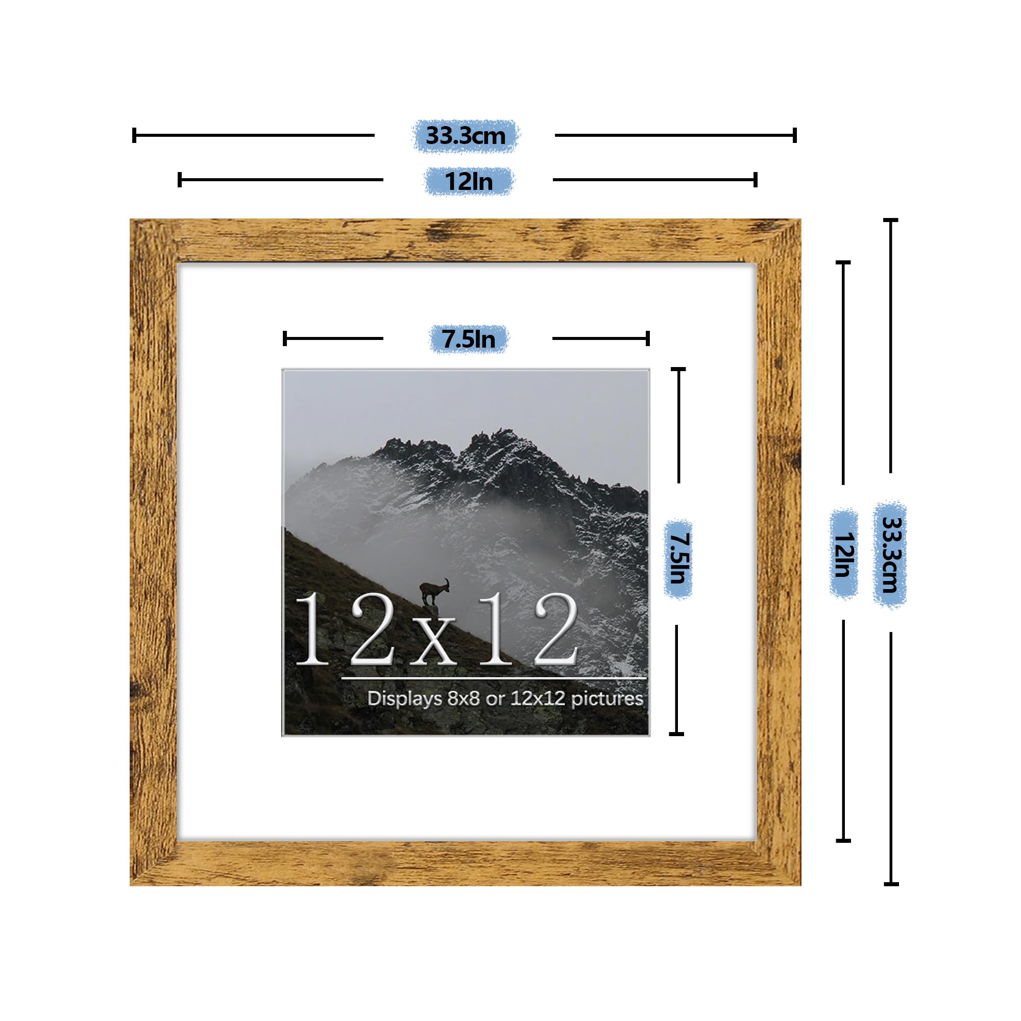 Snapklik.com : Picrit 12x12 Picture Frame Set Of 7, Display 8 X 8