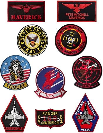 Zcketo 10pcs Embroidered Top Gun Animal Appliqué Patch with Velcro ...