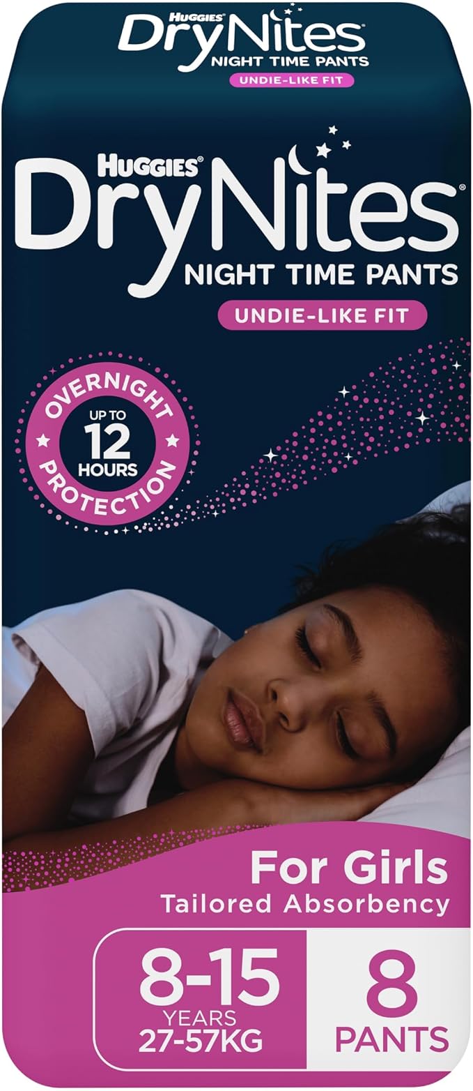 Huggies DryNites Night Time Pants for Girls 8-15 Years (27-57kg) 8 ...