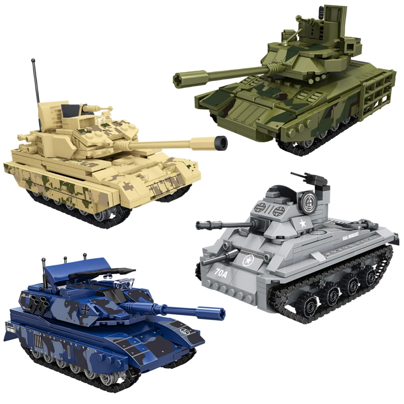 Amazon.com: WULOBOOI WW2 Army Tank Toys Building Blocks Set, 4 in 1 ...