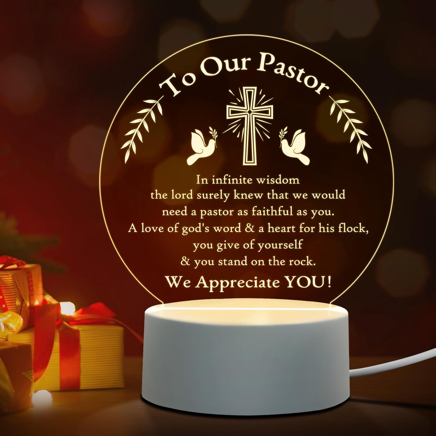 Niyewsor Pastor Appreciation Gifts - Engraved Night Light ...