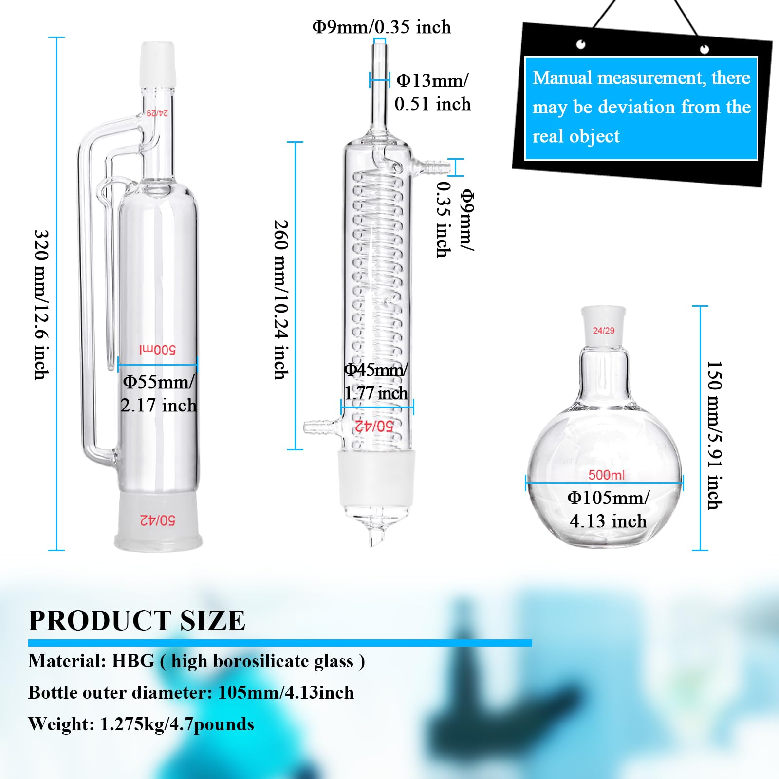 Snapklik.com : MXBAOHENG 500ml Soxhlet Extractor Kit Soxhlet Extraction ...