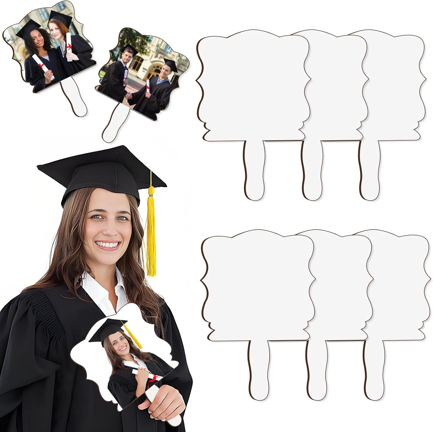 Amazon.com - LACGO 6 PCS Graduation Fans, Sublimation Blanks Paddle Fan ...