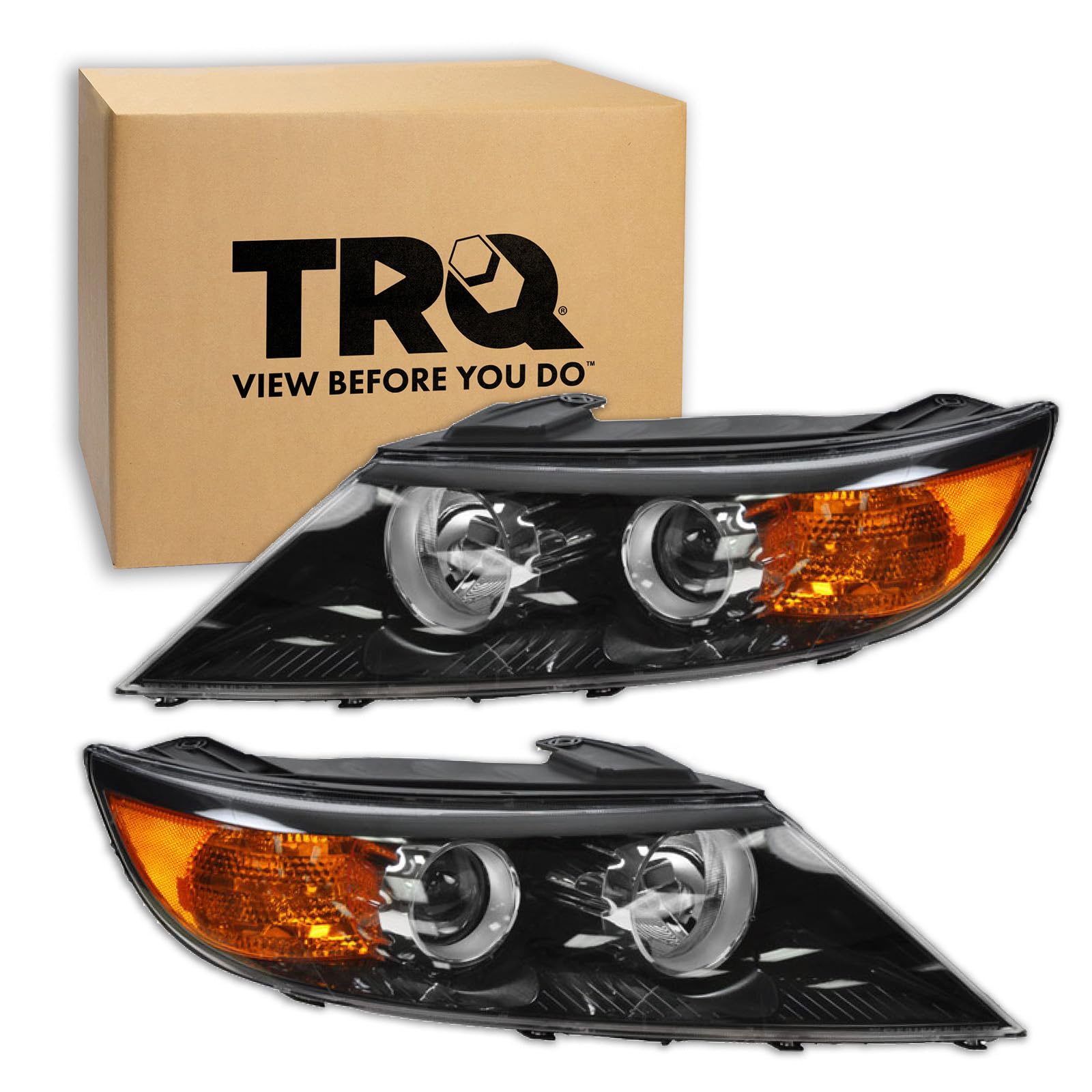 Amazon.com: TRQ Driver & Passenger Side Headlight Assembly Set ...
