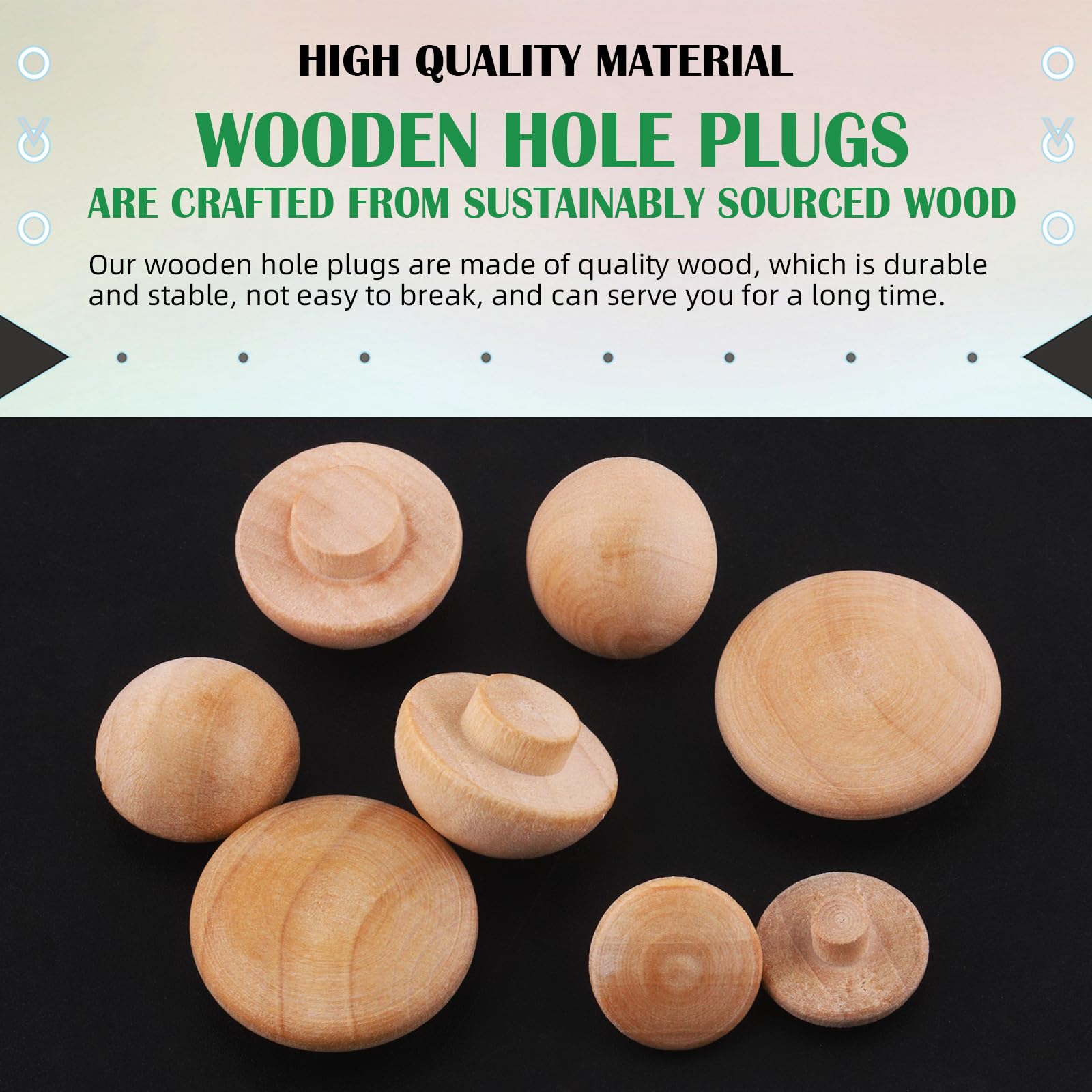 Snapklik.com : 140Pcs 4 Sizes Wooden Hole Plugs Assortment Set, 3/16" 5 ...
