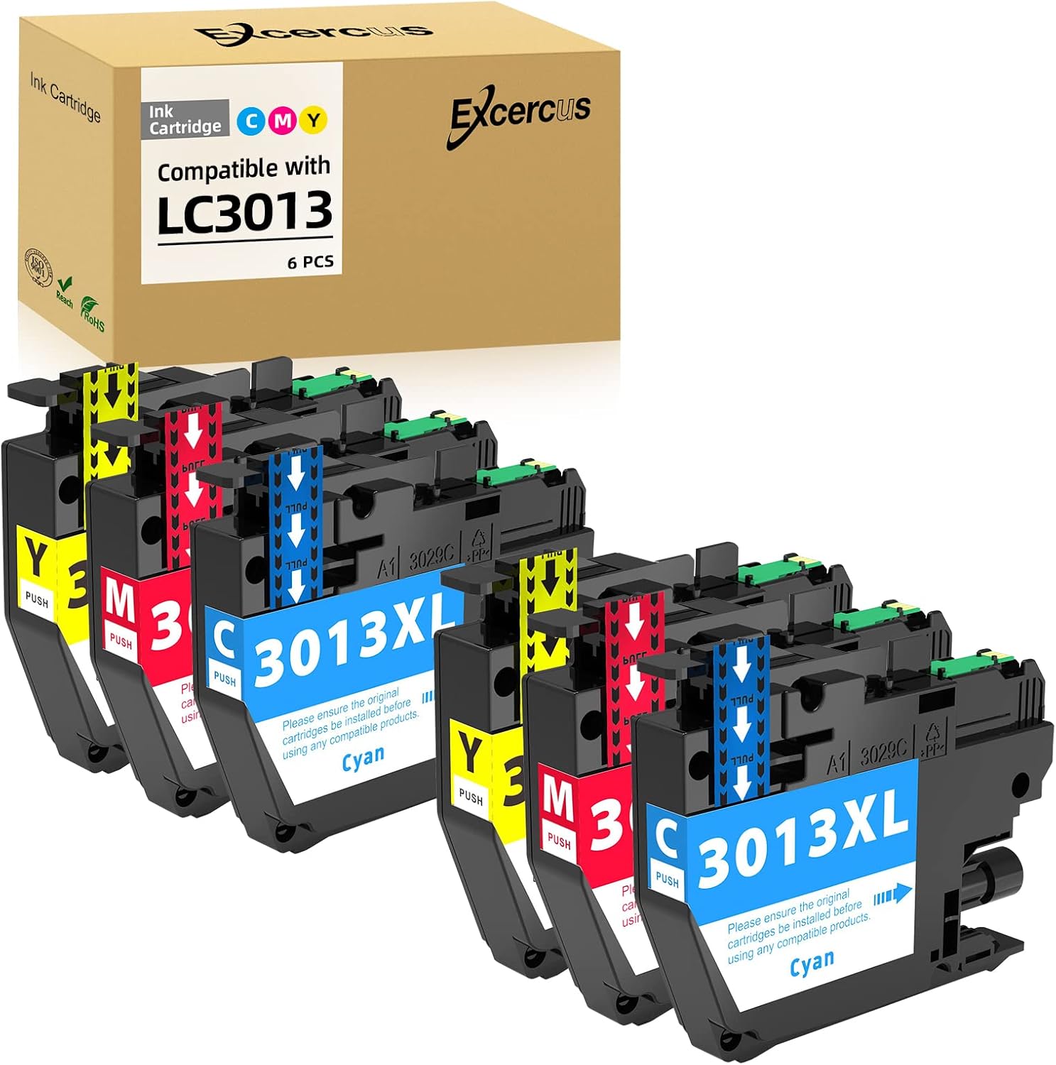 EXCERCUS LC3013 LC3011 Ink Cartridge Replacement for Brother LC3013 XL ...