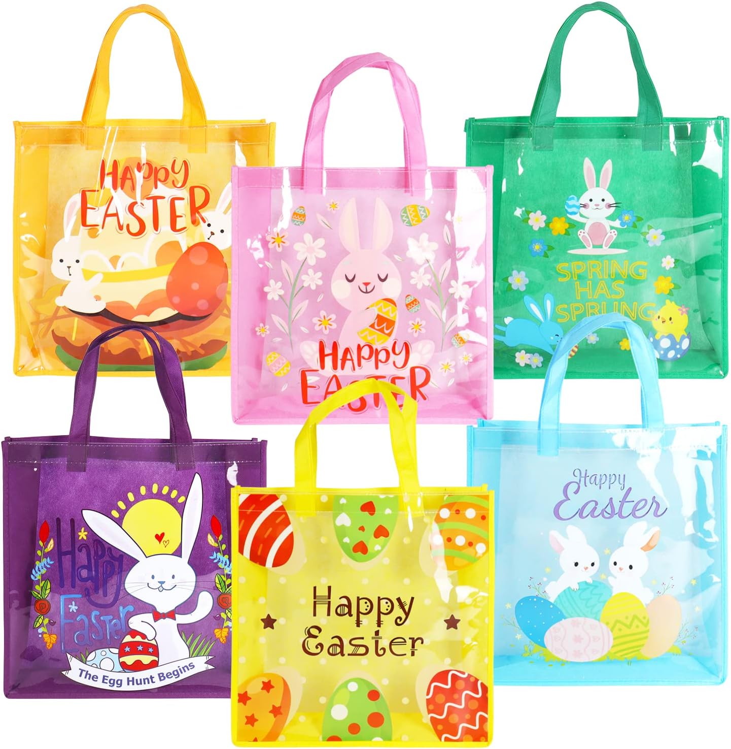 Amazon.com: 6PCS Easter Egg Hunt Bags, Happy Easter Treat Bags with ...