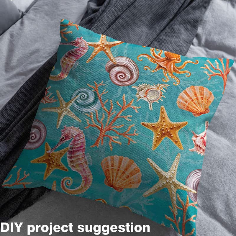 Snapklik.com : Exotic Nautical Fabric By The Yard, Colorful Ocean Sea ...
