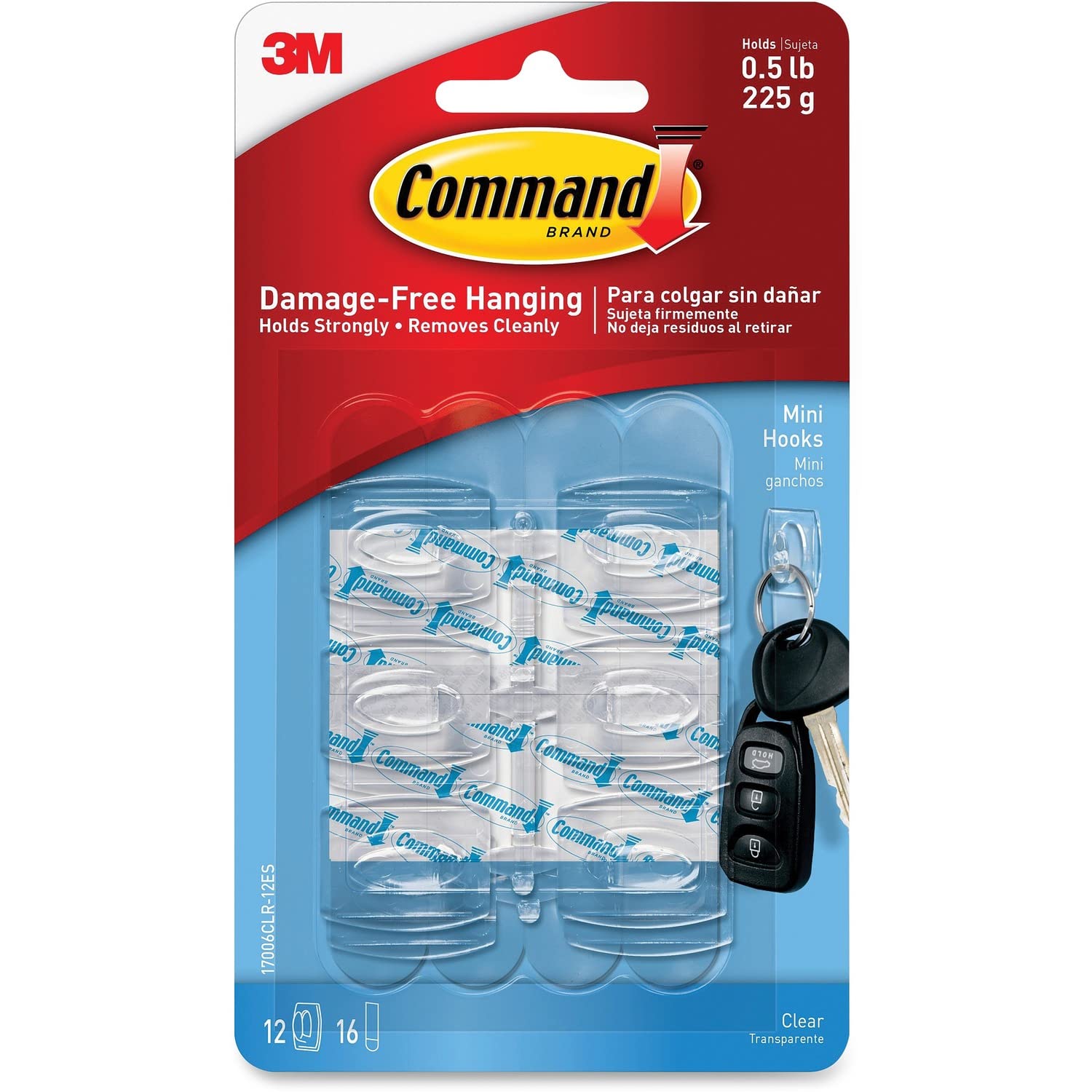 Amazon.com: Command 17006CLRES Mini Hooks, w/Adhesive Strips,Holds 1/2 ...