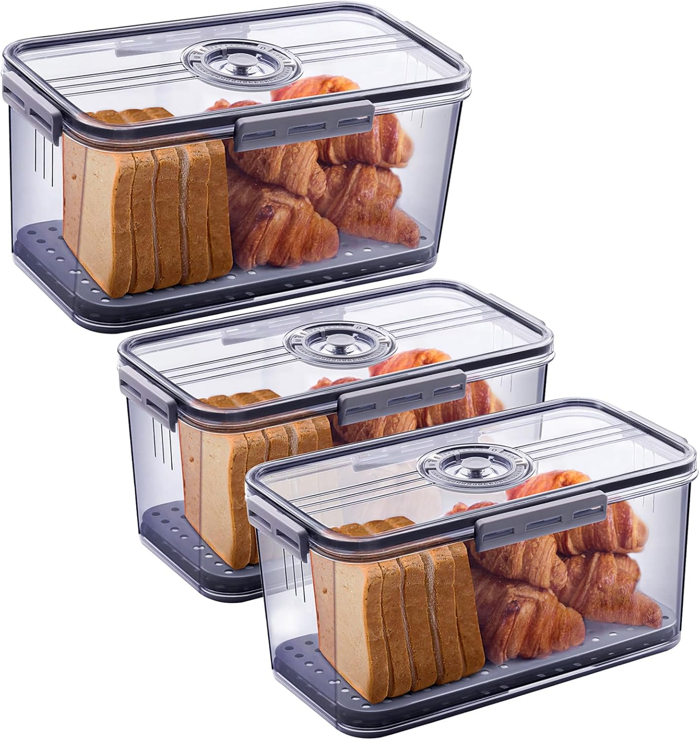 Amazon.com: Gifhomfix 3Pcs of Breadbox Storage Container Airtight Loaf ...