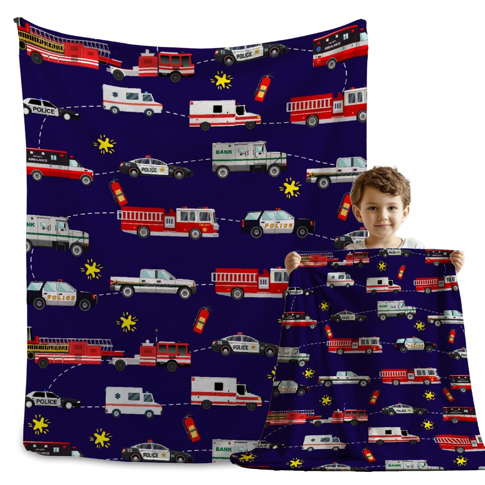 Amazon.com: Fire Truck Blanket for Boys, Fire Truck Throw Blanket for ...