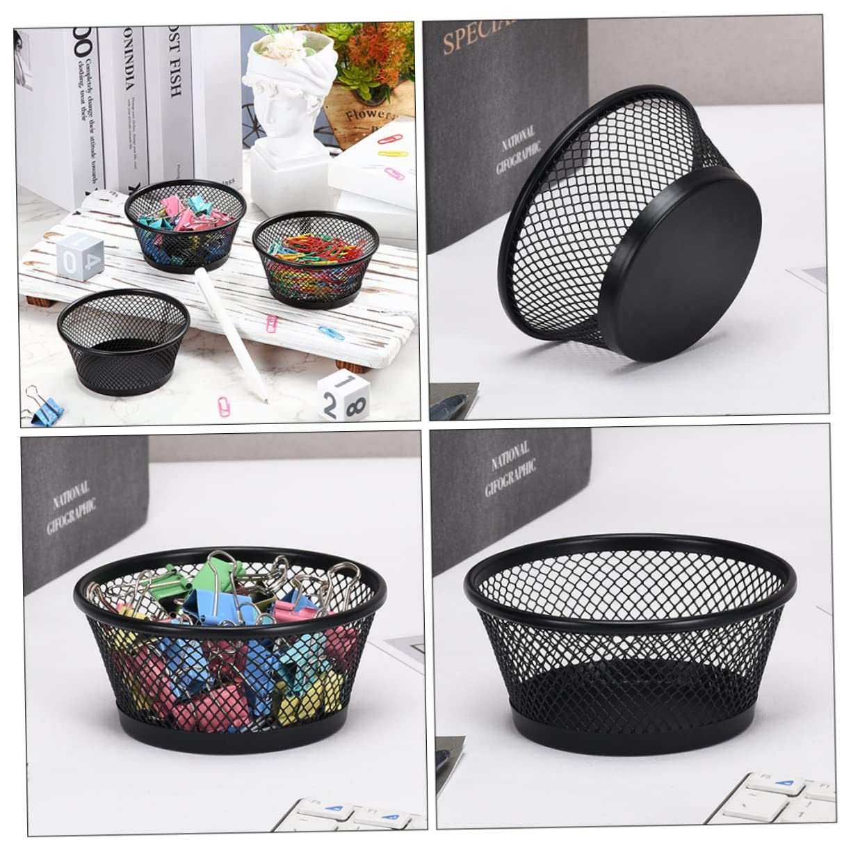Ceramic Paper Clip Holder 2-Pack Metal Mesh Paper Clip Holders - Desk ...