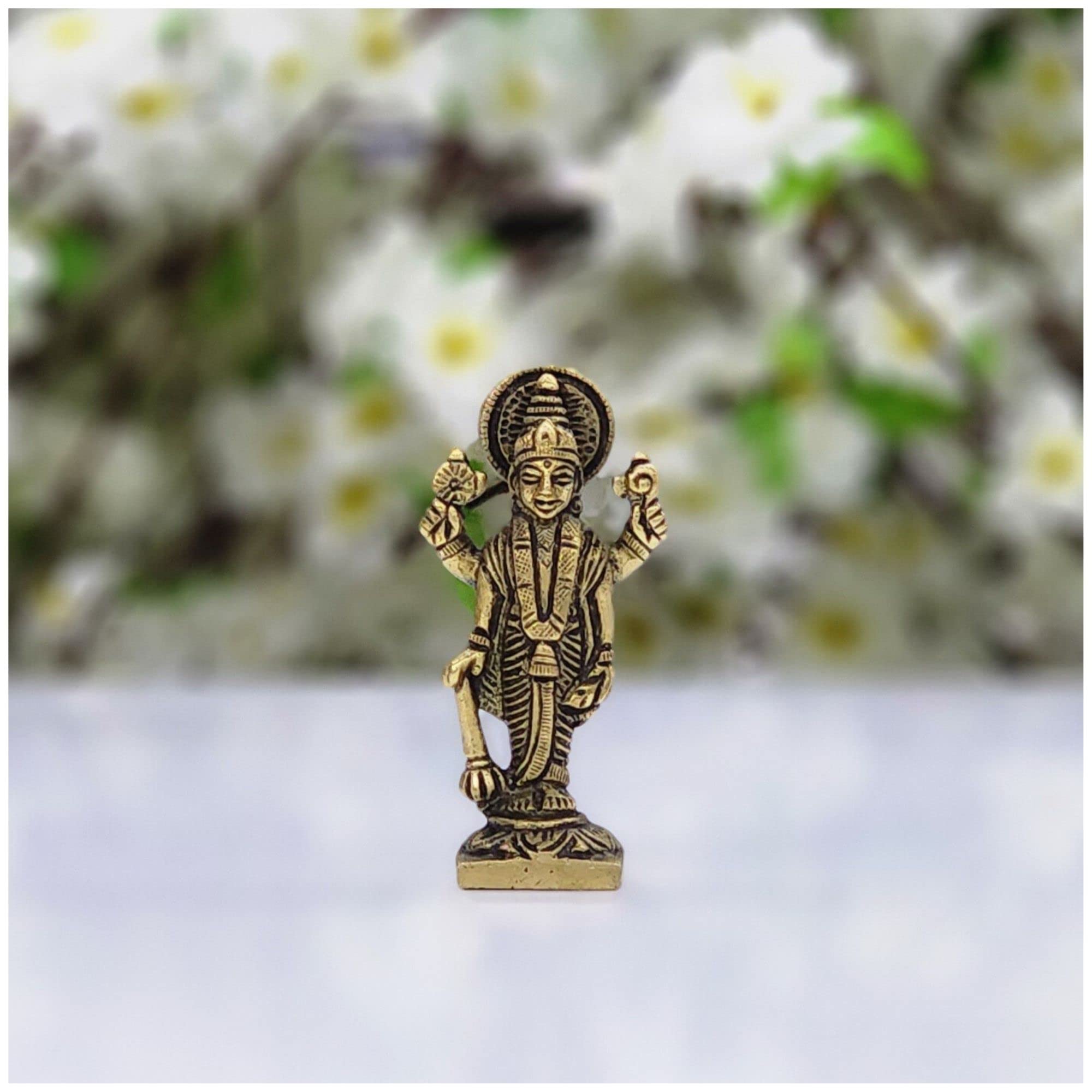 Buy AtoZ India Cart Vishnu Statue in Brass Lord Vishnu Idol Hindu God ...