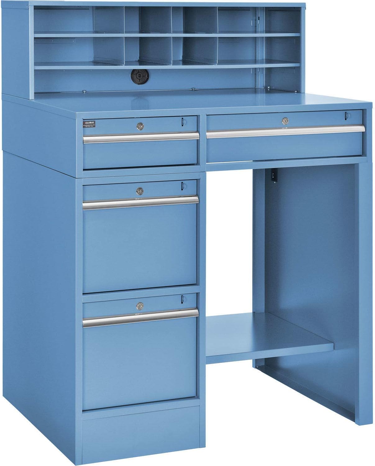 Amazon.com: Global Industrial Pedestal Shop Desk with 4 Lockable ...