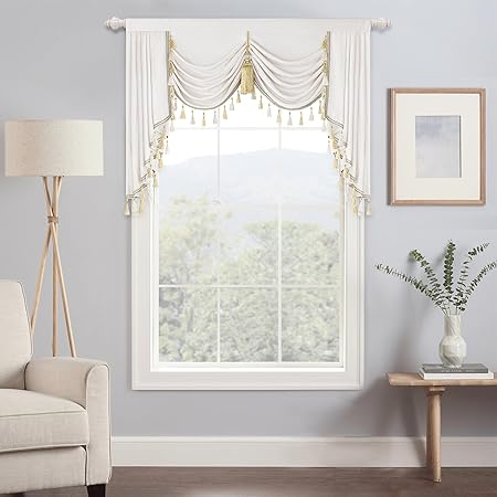 TOPLUXE Swag Valance for Windows, Chenille Waterfall Valance with ...