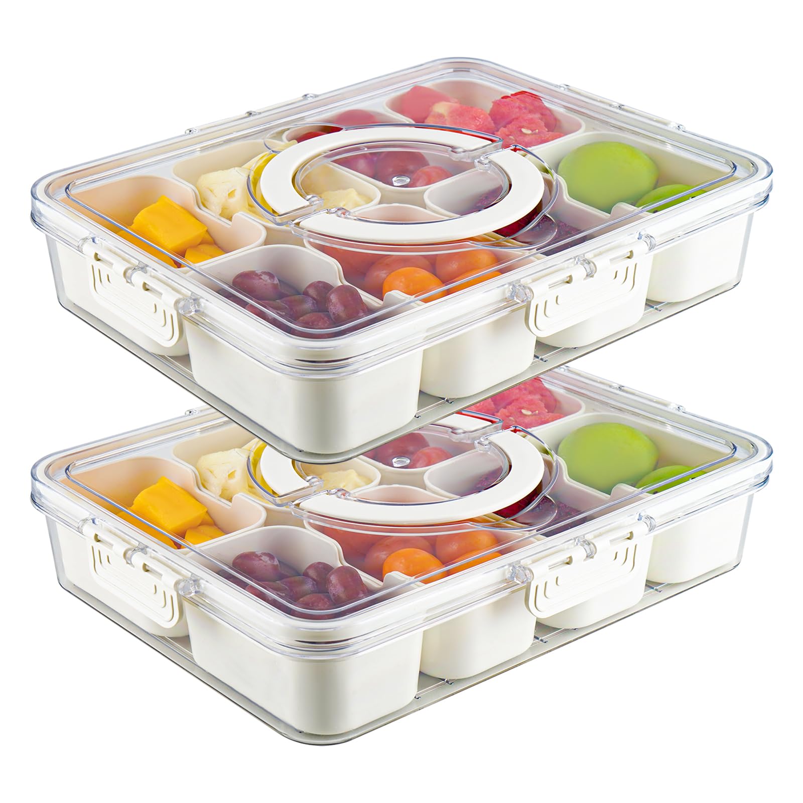 Amazon.com | Divided Serving Tray with Lid and Handle, Snackle Box ...