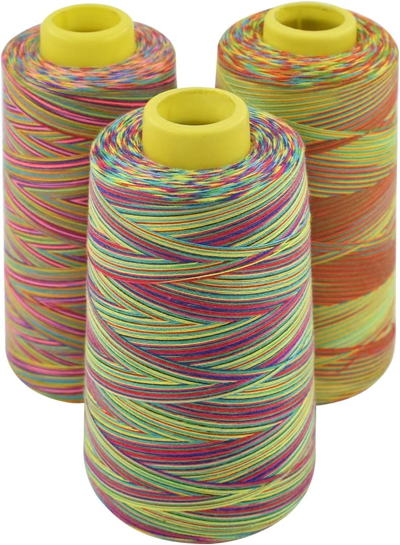 Amazon.com: Rainbow Variegated Polyester Sewing Machine Thread - All ...