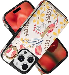 Amazon.com: Keallce Wallet Case for iPhone 16 Pro 6.3'', Flip Case with Card Slots, Ring Holder ...